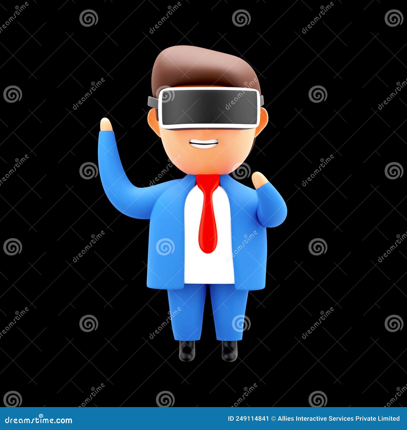 3D Render of Businessman Wearing VR Box on Black Stock Illustration ...