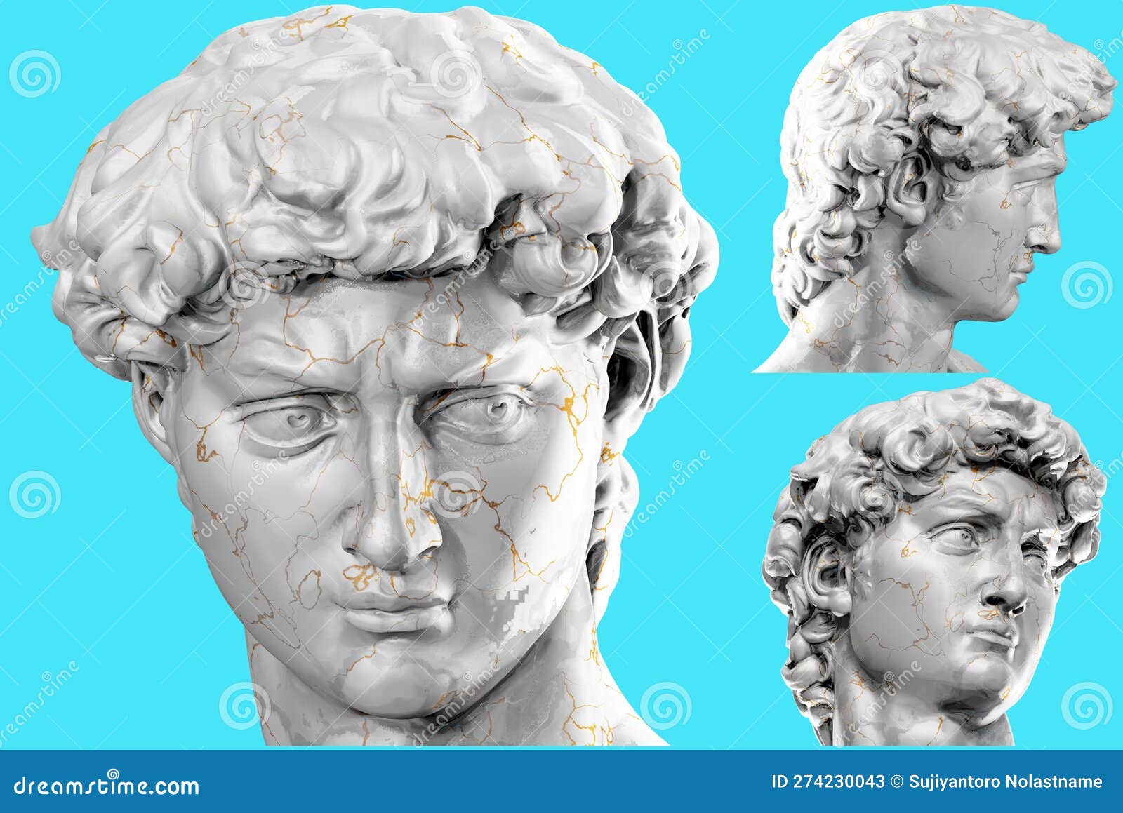 3D render of a bust statue stock illustration. Illustration of marble ...