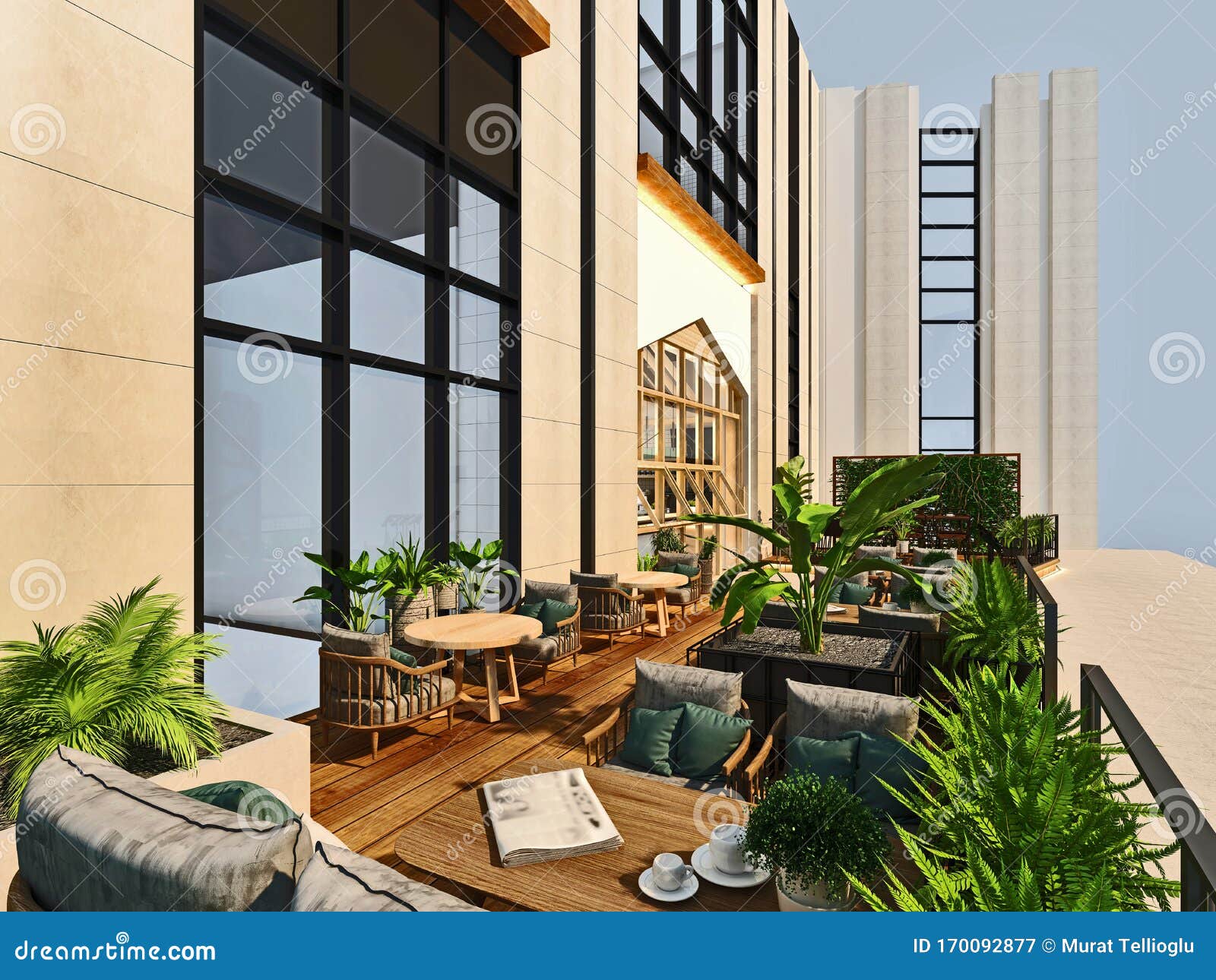 3d render of cafe outdoor stock illustration. Illustration of food ...