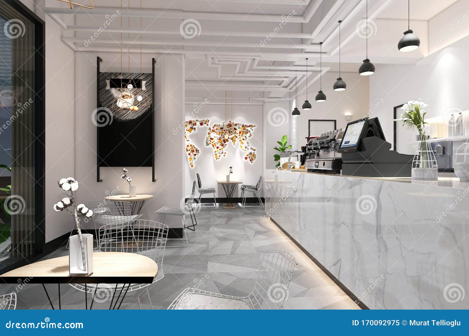 3d render of cafe outdoor stock illustration. Illustration of lunch ...