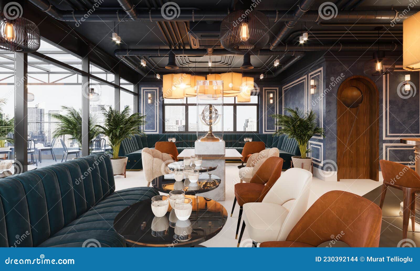 3d Render of Cafe Restaurant Stock Illustration - Illustration of ...
