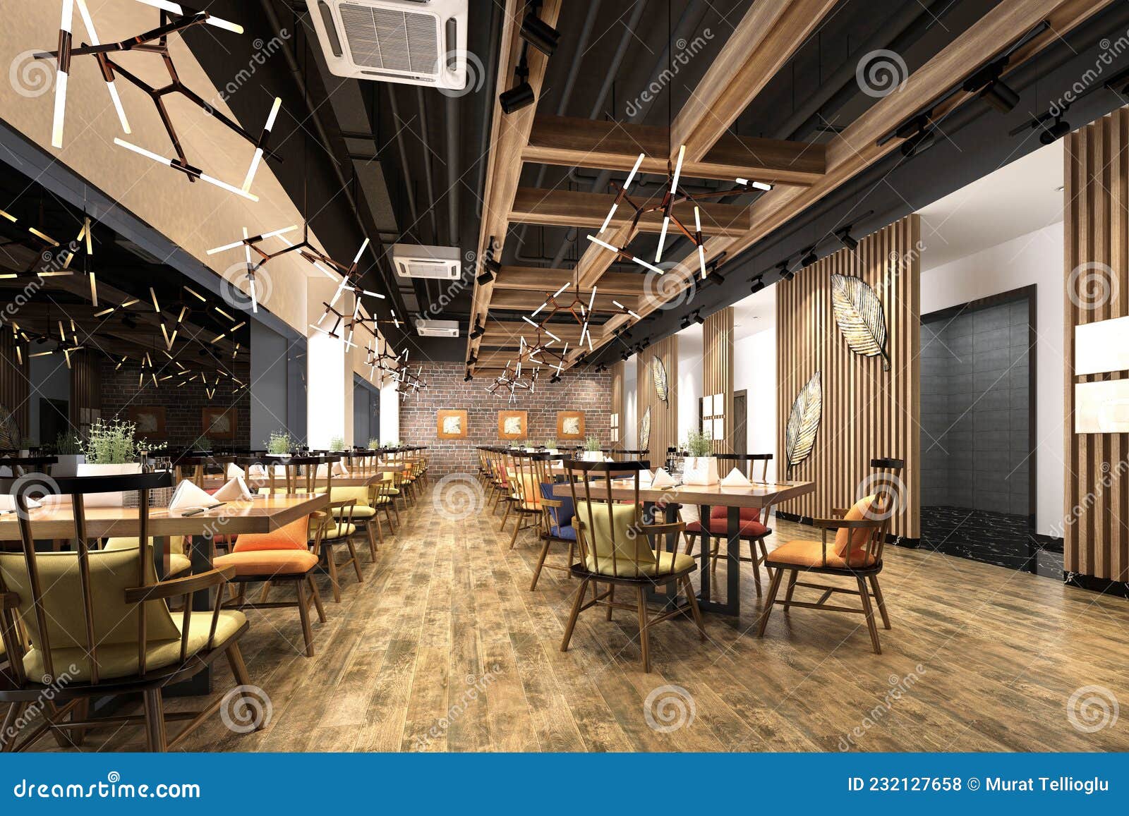 3d Render of Cafe Restaurant Stock Illustration - Illustration of ...