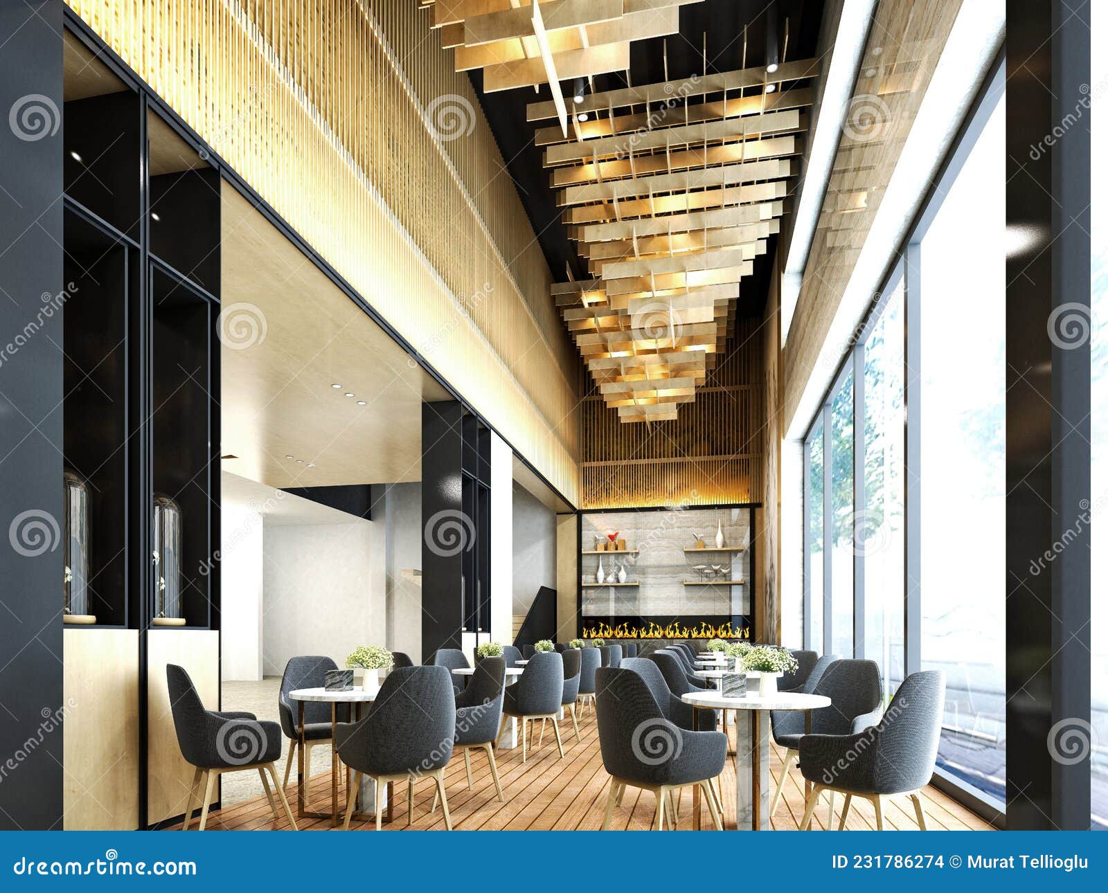 3d Render of Cafe Restaurant Stock Illustration - Illustration of ...