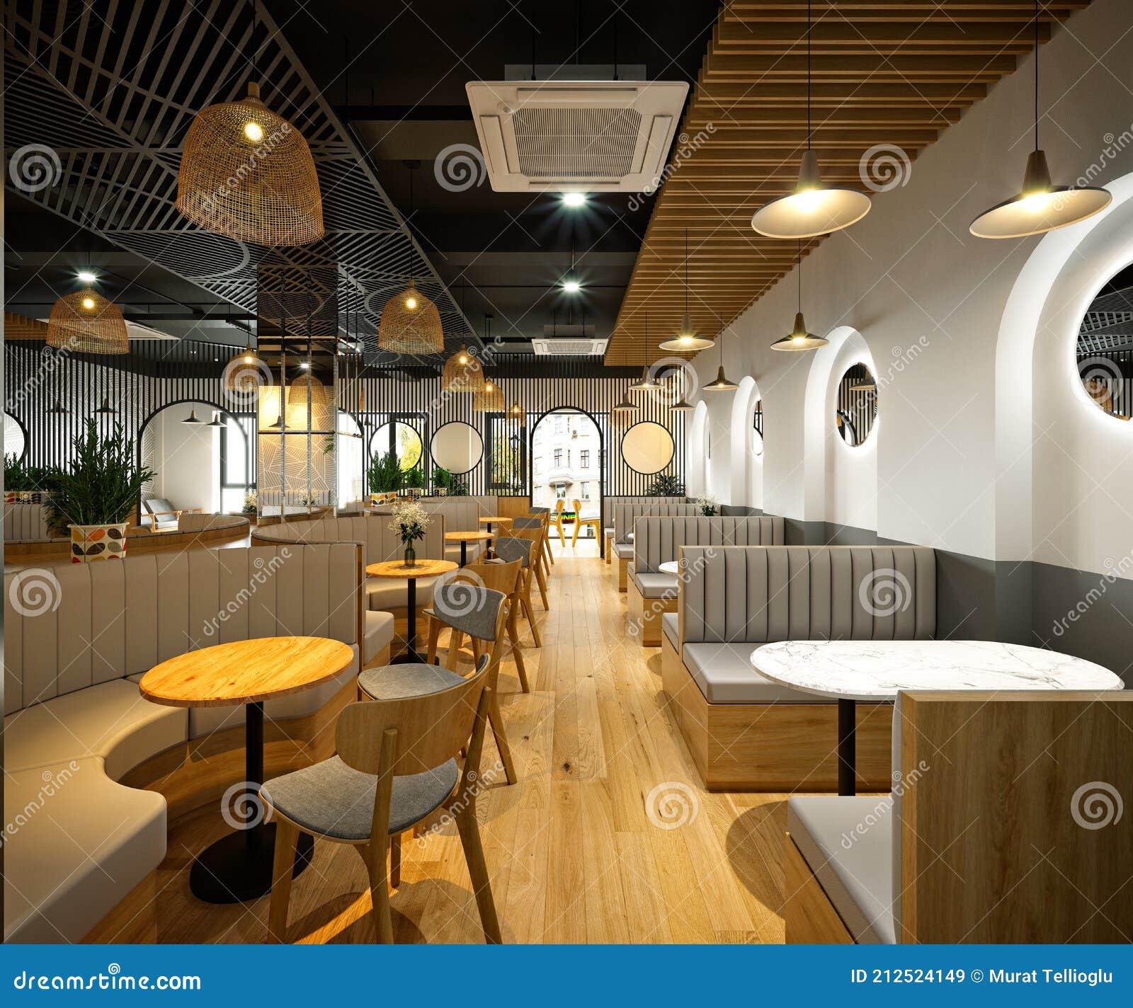 3d Render of Cafe Restaurant Stock Illustration - Illustration of food ...