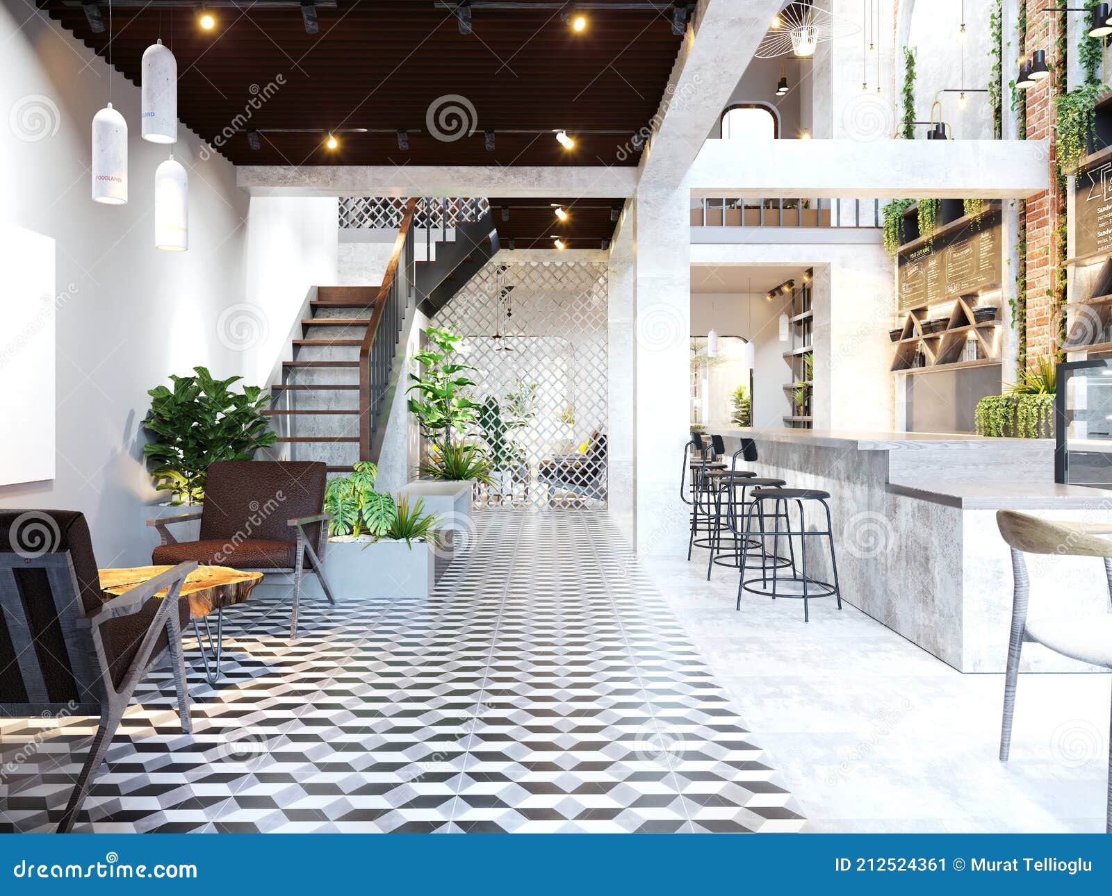 3d Render of Cafe Restaurant Stock Illustration - Illustration of ...