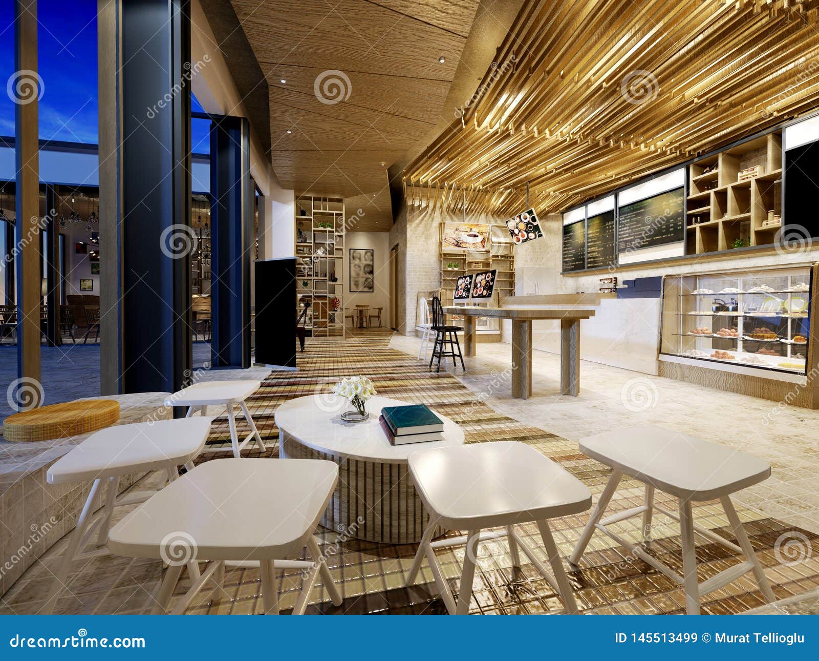 3d render cafe restaurant stock illustration. Illustration of copy ...