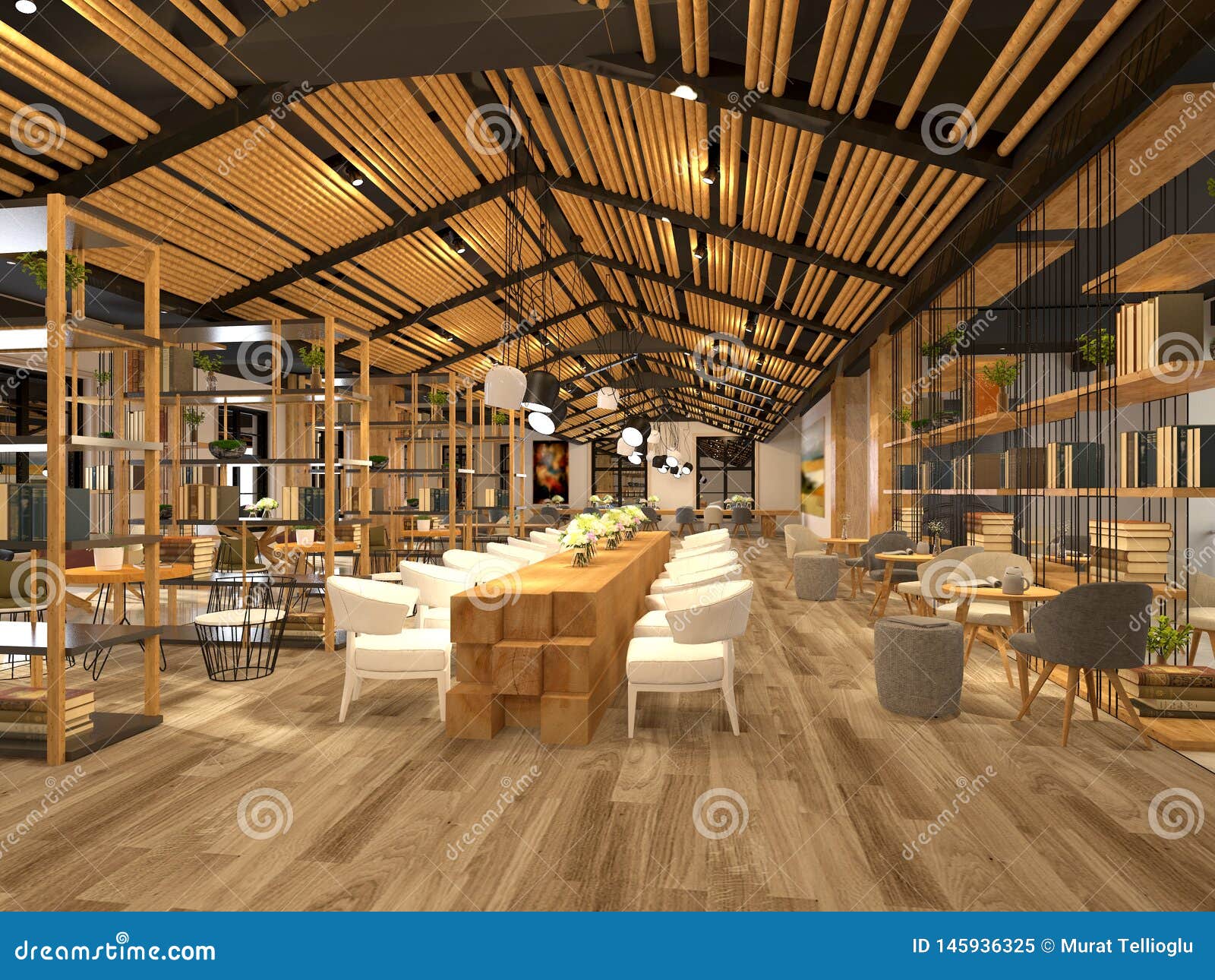 3d Render of Cafe Restaurant Stock Illustration - Illustration of ...