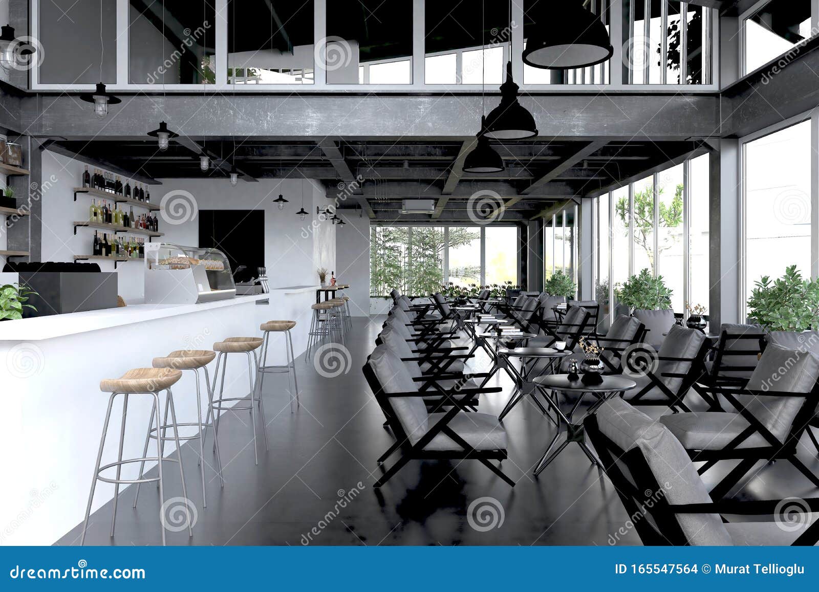 3d Render of Cafe Restaurant Stock Illustration - Illustration of ...