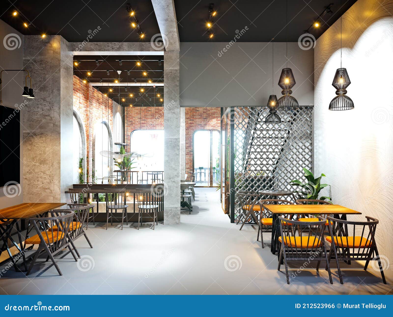 3d Render of Cafe Restaurant Stock Illustration - Illustration of ...