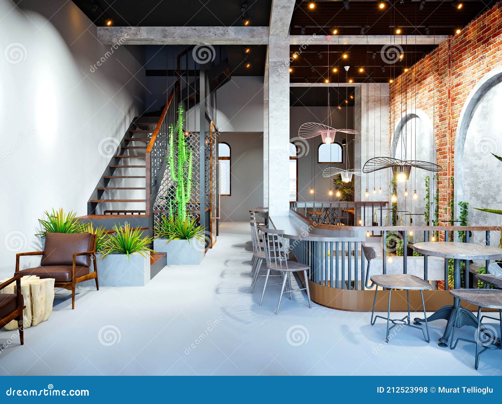 3d Render of Cafe Restaurant Stock Illustration - Illustration of ...