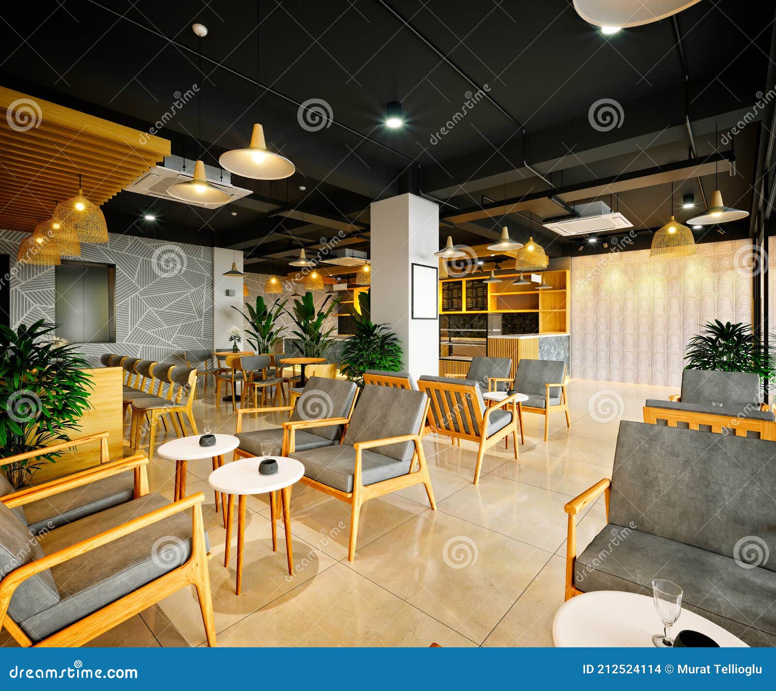 3d Render of Cafe Restaurant Stock Illustration - Illustration of ...