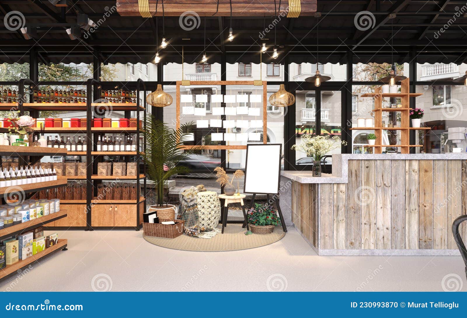 3d Render of Cafe Restaurant Stock Illustration - Illustration of drink ...