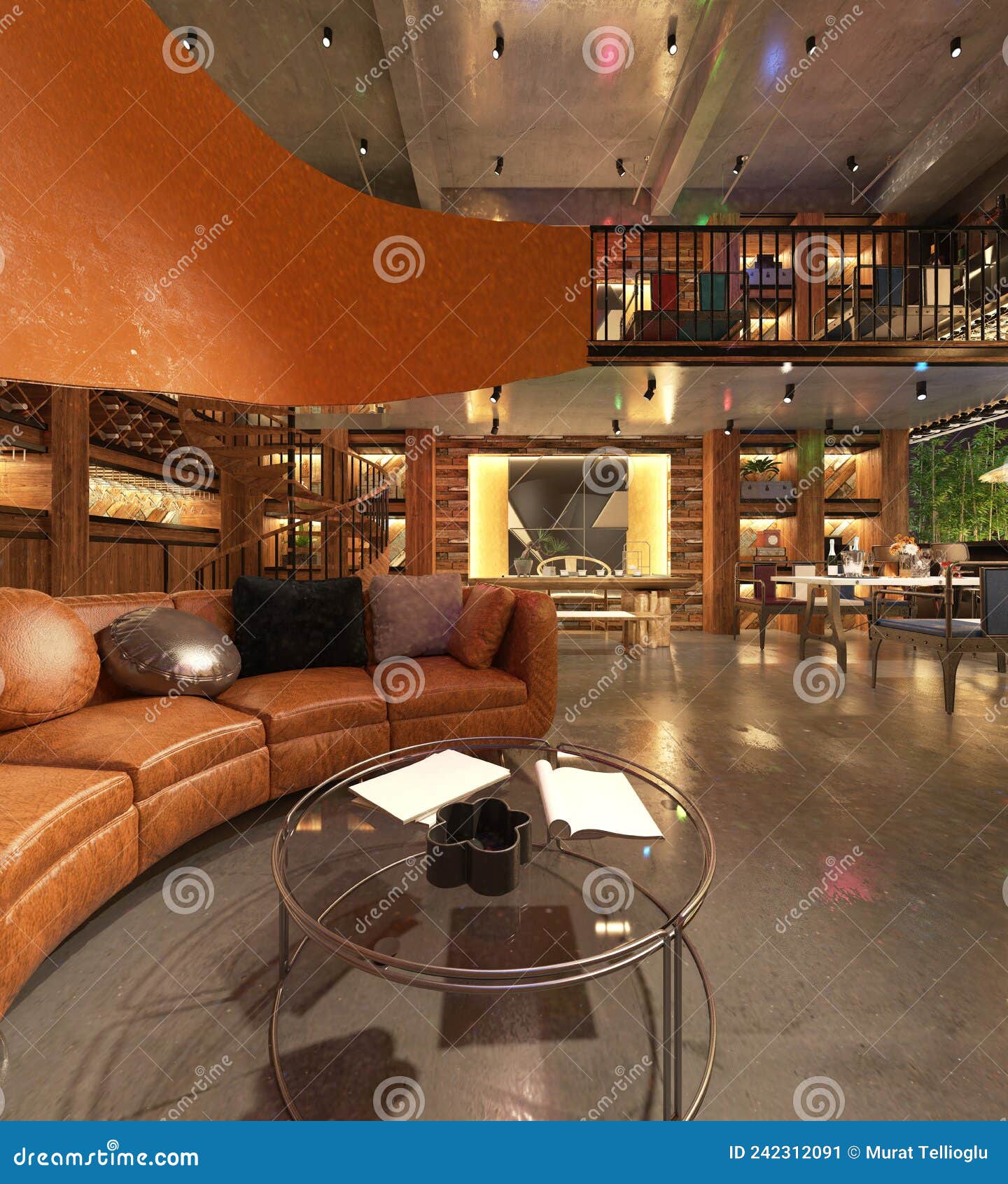 3d Render of Cafeteria Resuaurant Stock Illustration - Illustration of ...