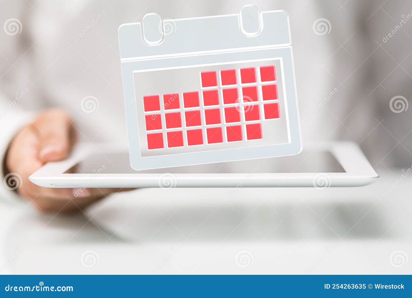 3d Render of a Calendar Design on Tablet in a Hand Stock Image - Image ...