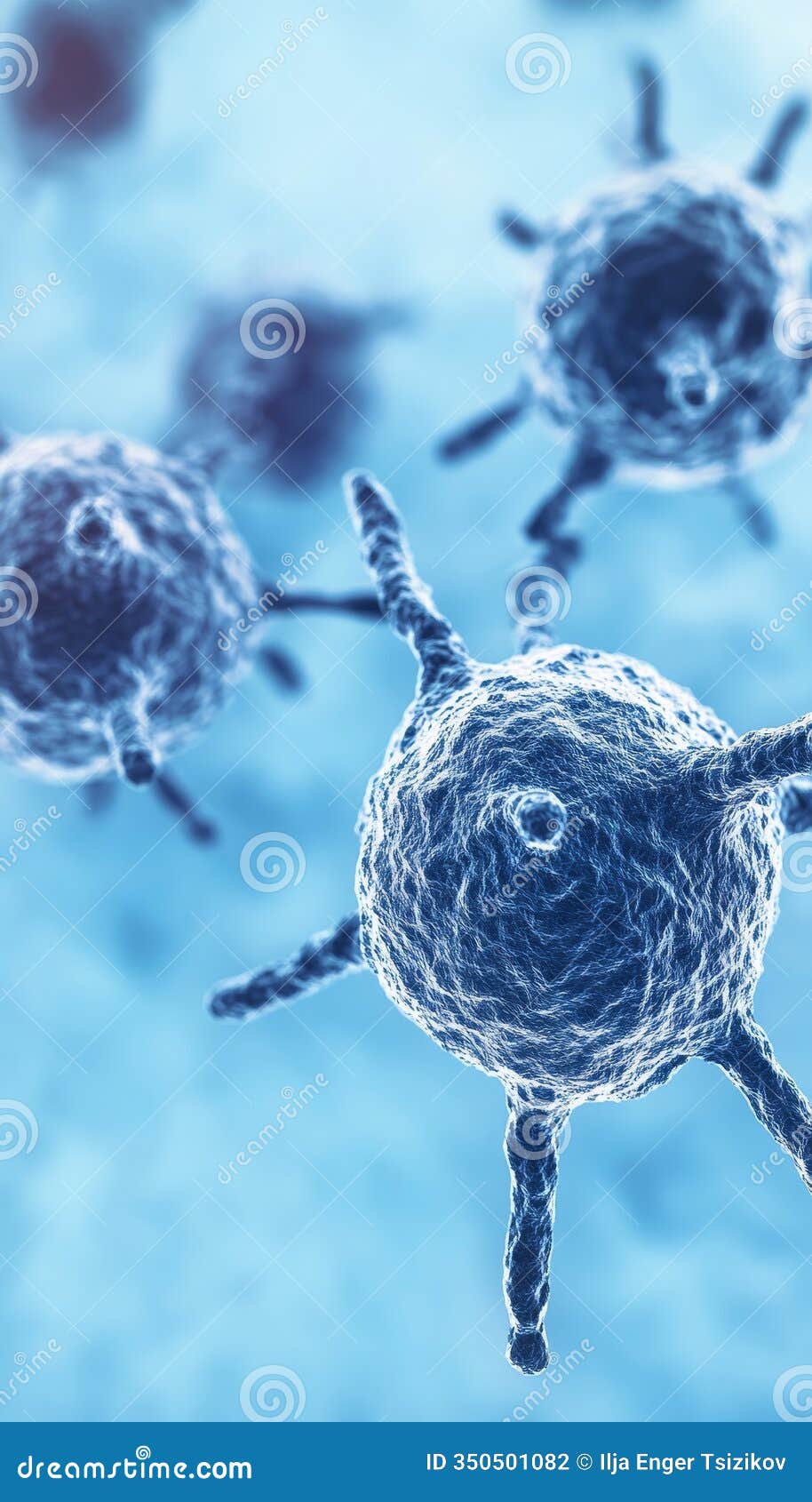 3D Render of Cancer Cells, Molecular Structure, Microscopic View ...