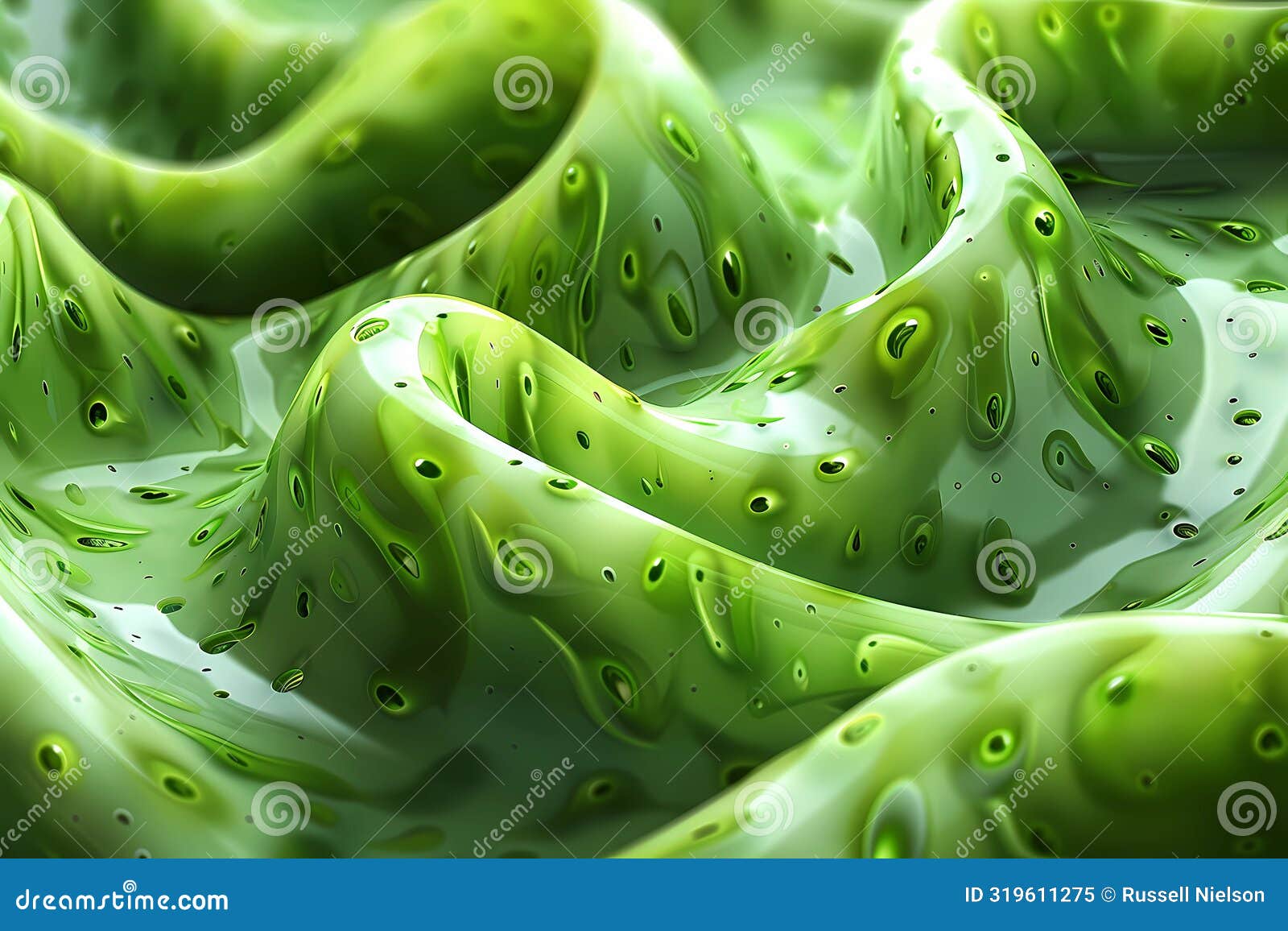 A 3D Render Showcases an Abstract Green Slime Texture, Filled with ...