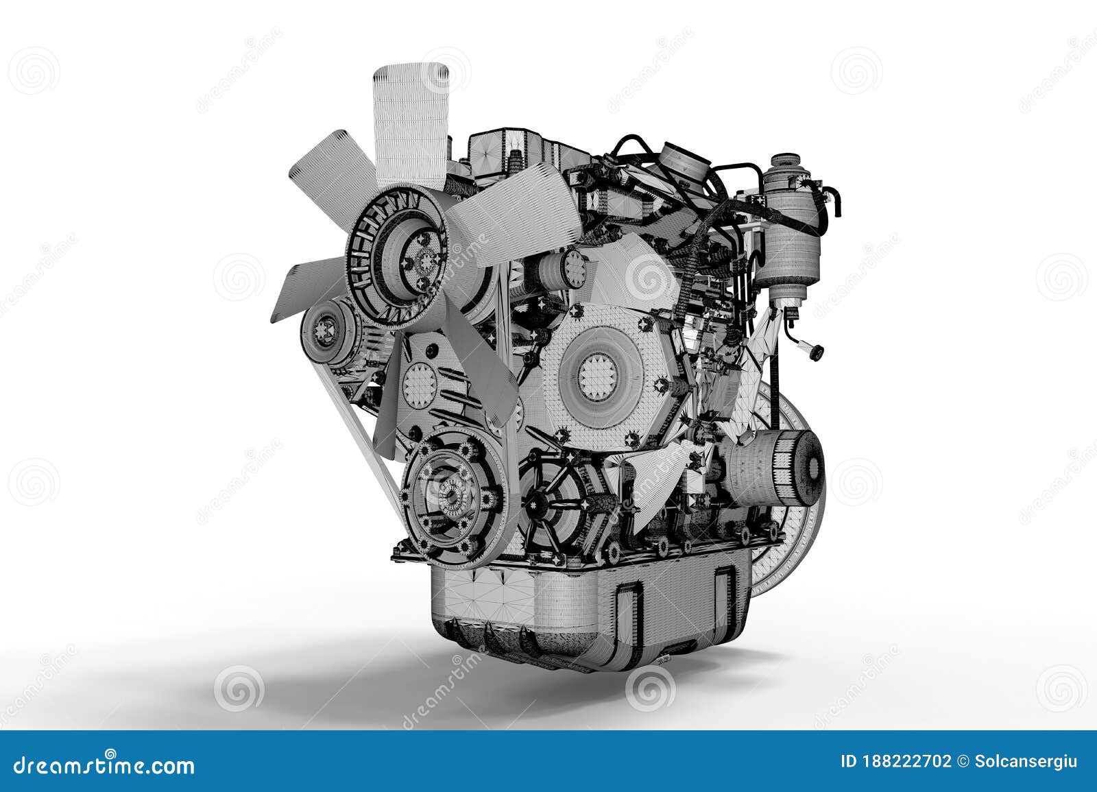 A3D Render a Car Engine Representing Engine and Car Development Stock ...