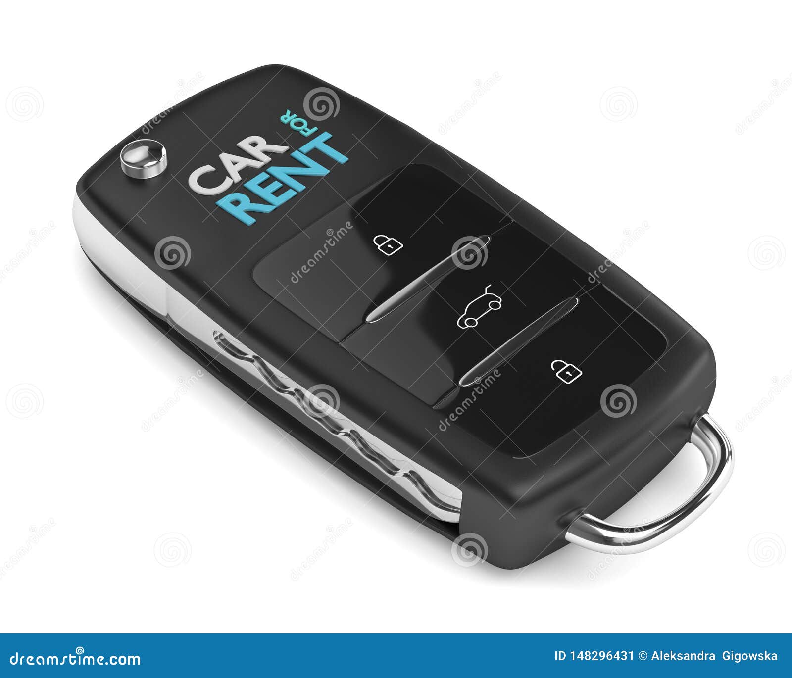 3d Render of Car for Rent Key Over White Stock Illustration ...