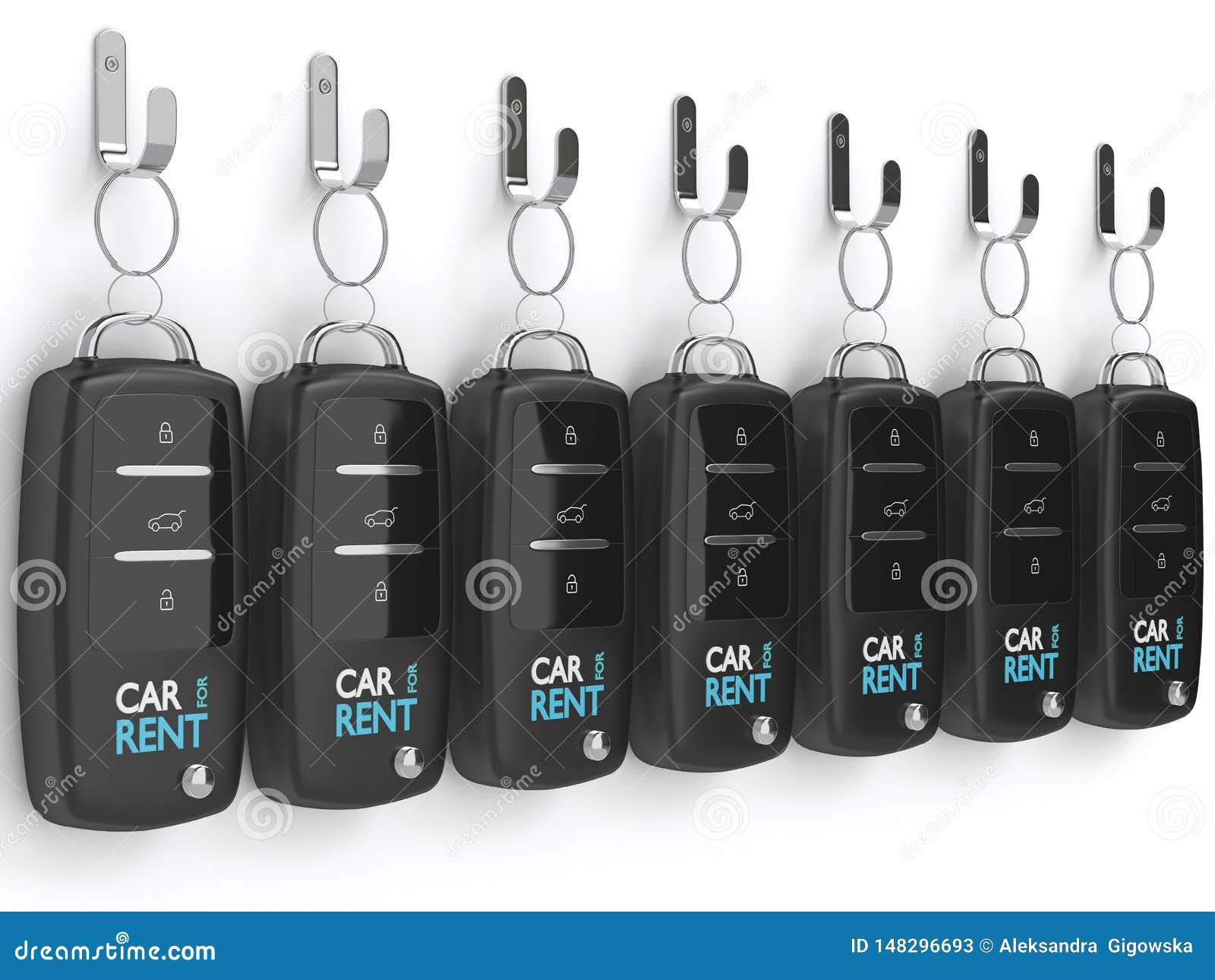 3d Render of Car for Rent Keys Hanging on Hook Stock Illustration ...