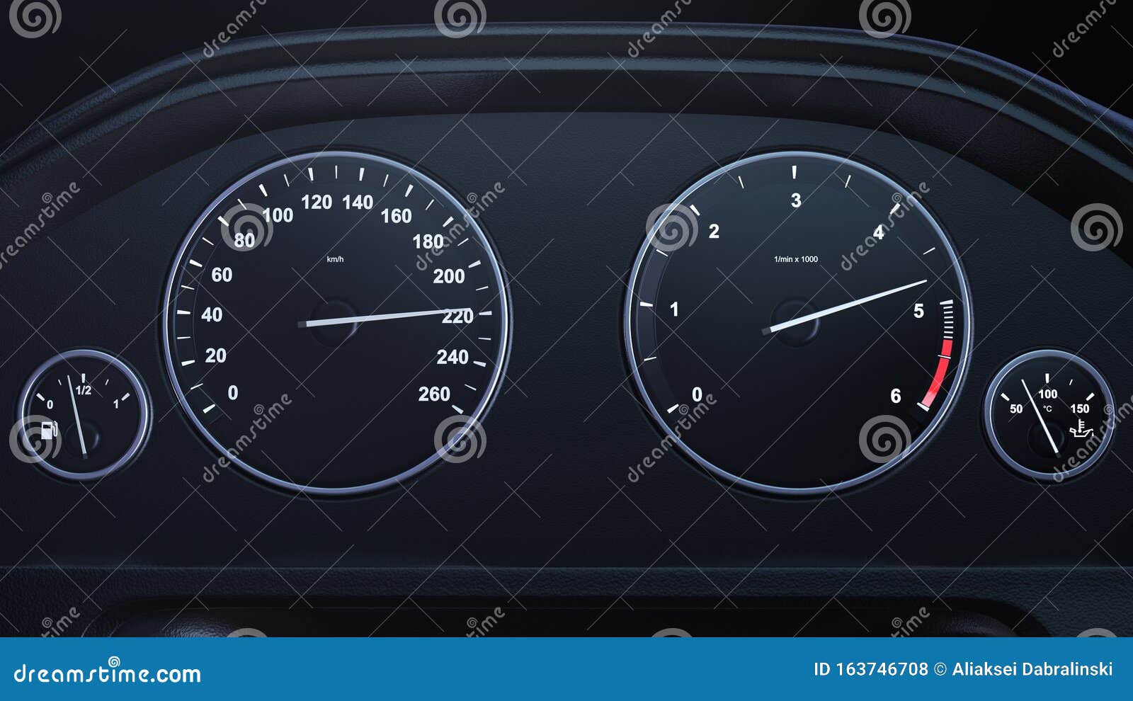 3d Render Car Speedometer Gaining Speed Blackground Stock Illustration ...