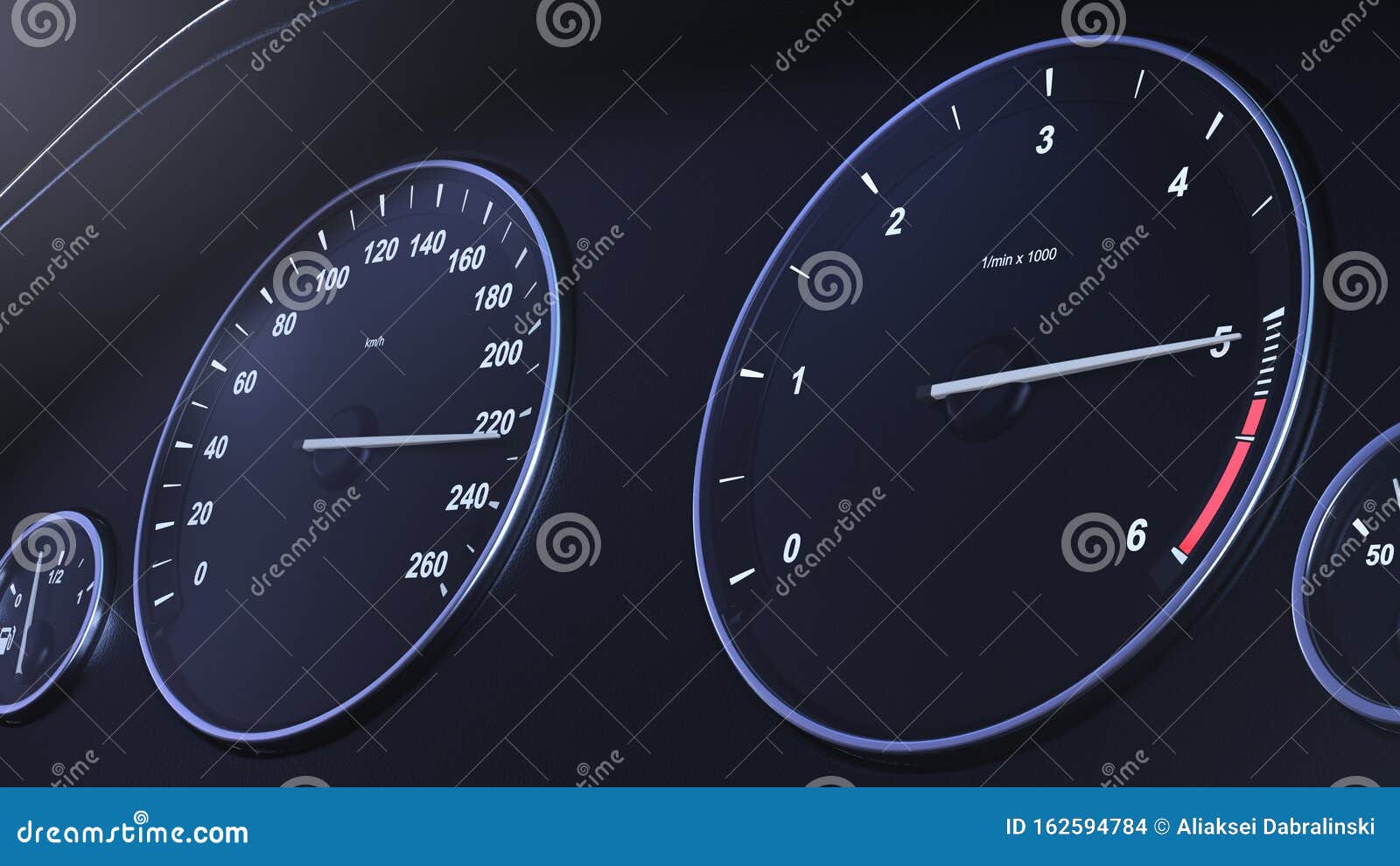 3d Render Car Speedometer Macroplane Gaining Speed Stock Illustration ...