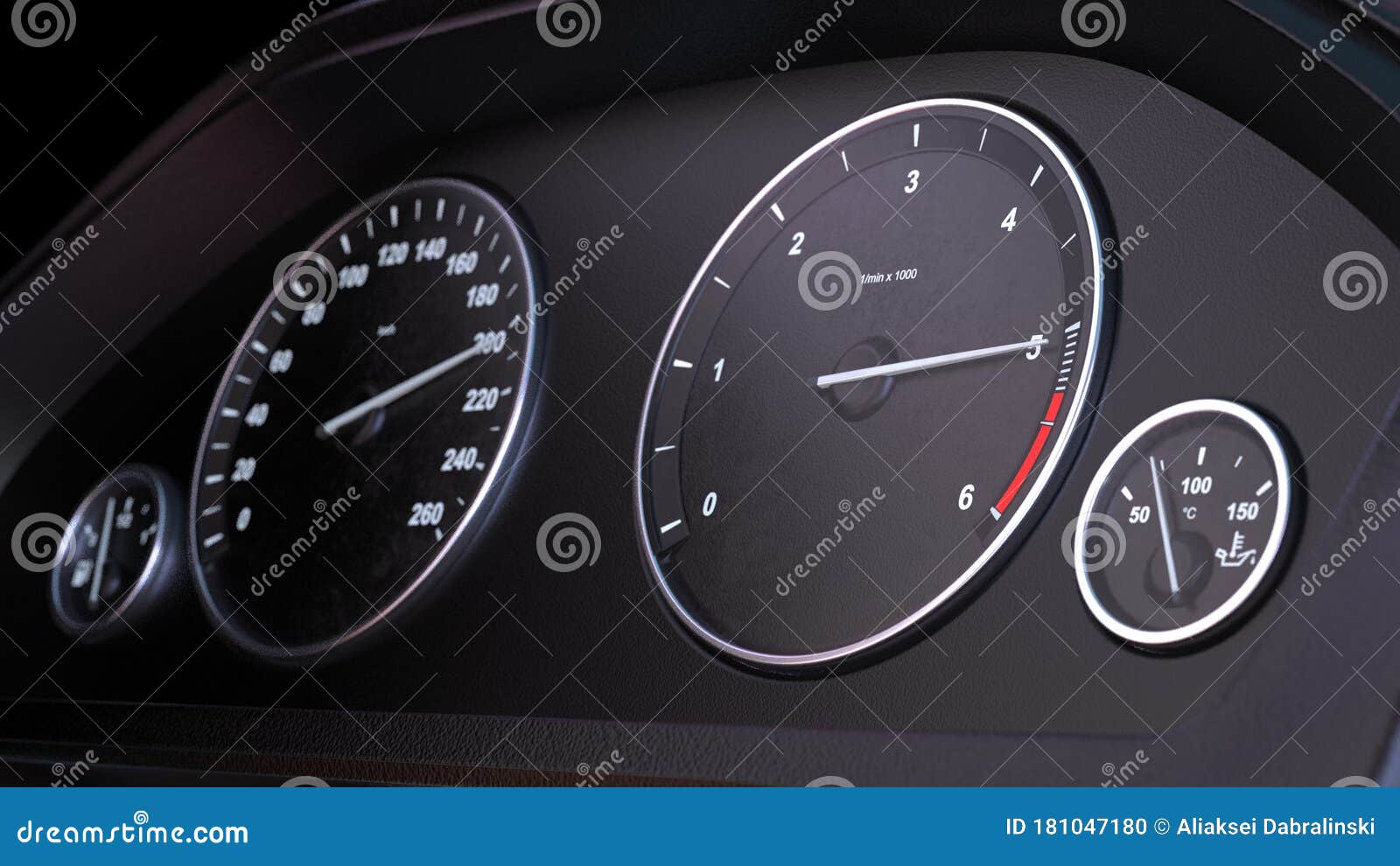 3d Render Car Speedometer Picking Up Speed Stock Illustration ...