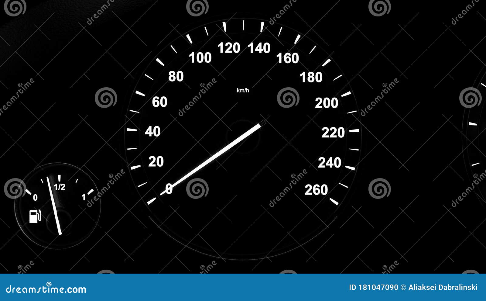 3d Render Car Speedometer Picking Up Speed at Night Stock Illustration ...