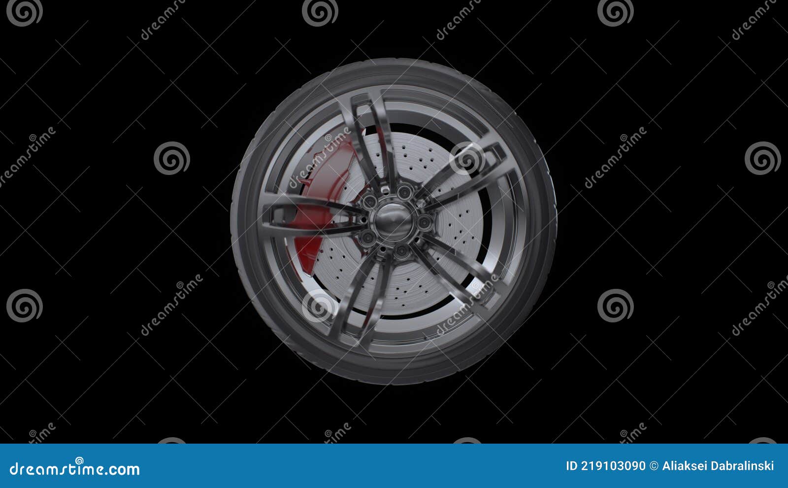 3d Render Car Wheels on a Black Background Stock Illustration ...