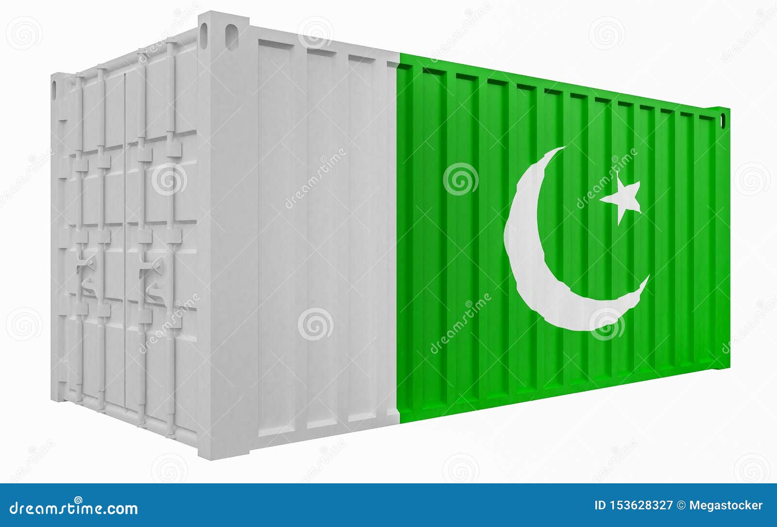 3D Illustration of Cargo Container with Pakistan Flag Stock ...