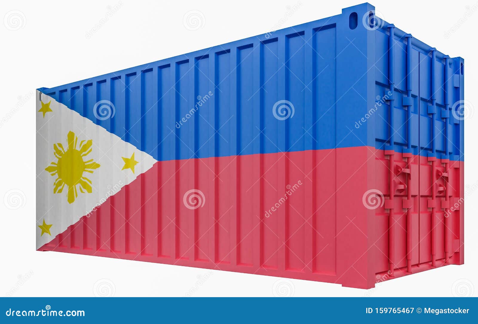 3D Illustration of Cargo Container with Philippines Flag Stock ...