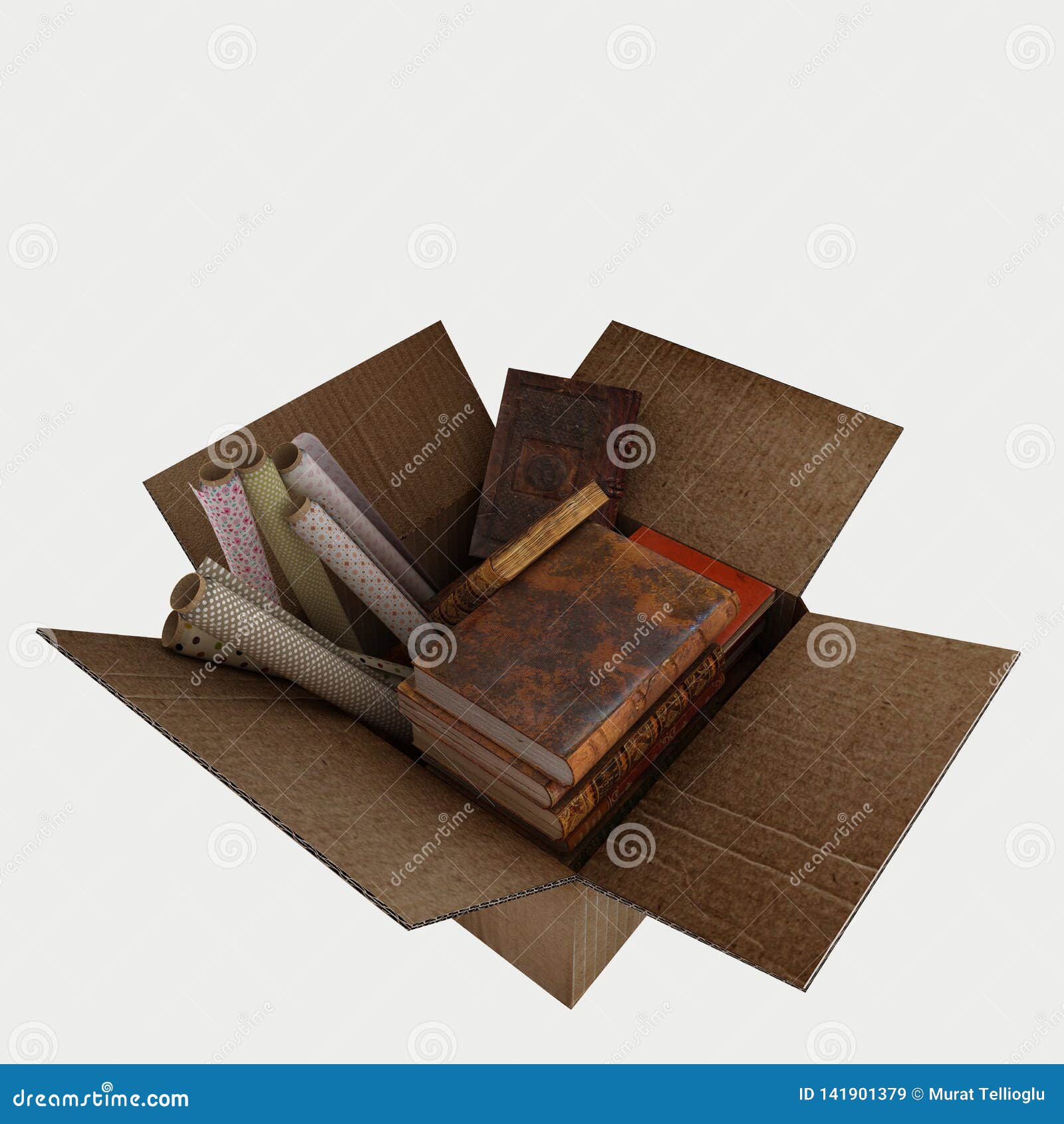 3d render of cartoon box stock illustration. Illustration of blue ...