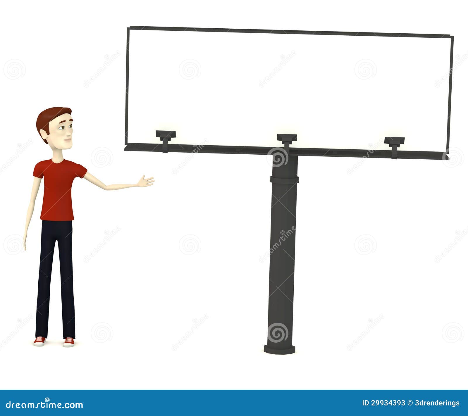 Cartoon boy with billboard stock illustration. Illustration of render ...
