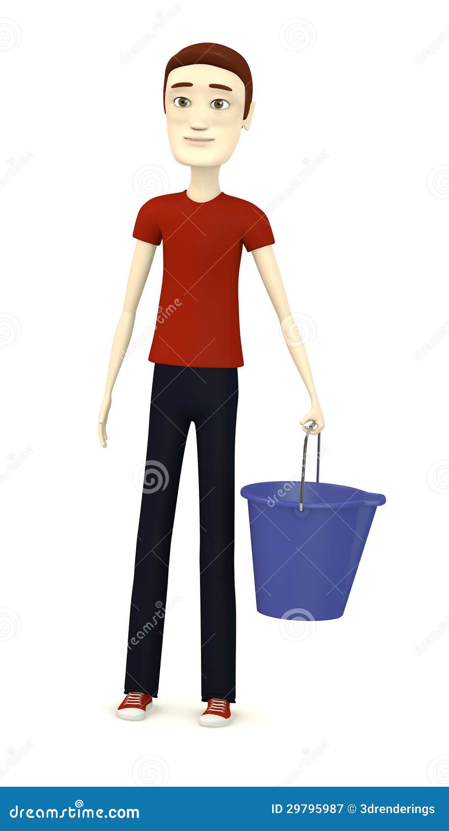 Cartoon boy with bucket stock illustration. Illustration of people ...