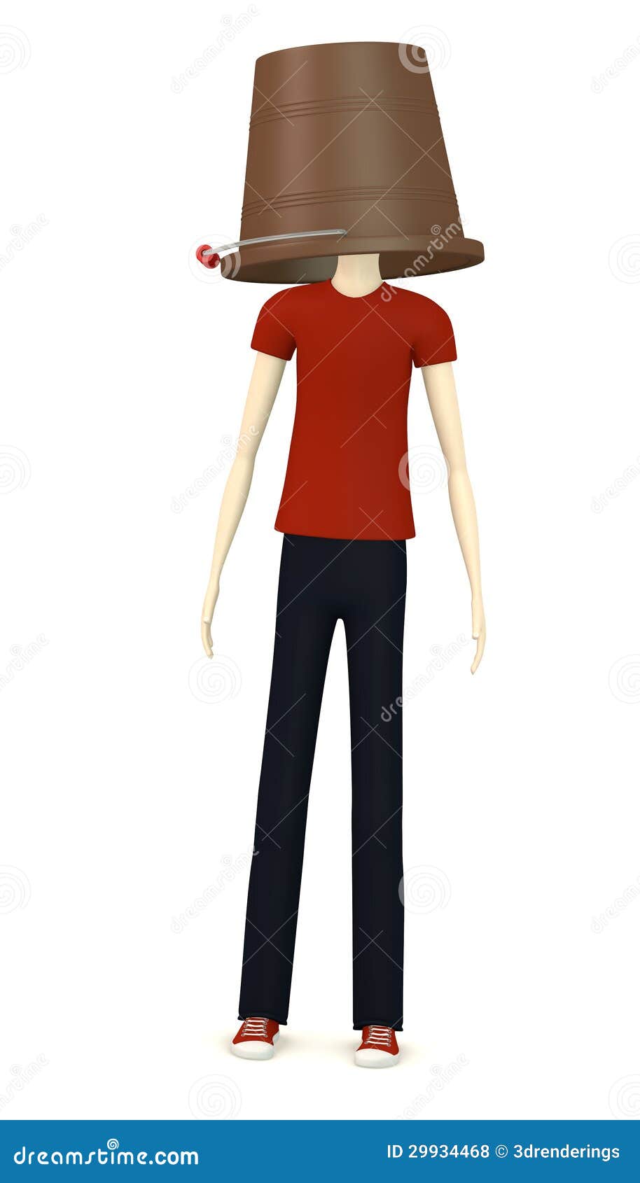 Cartoon Boy with Bucket on Head Stock Illustration - Illustration of ...