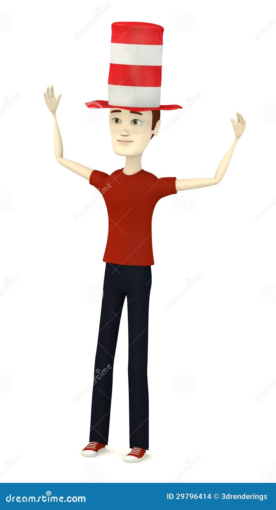 Cartoon Boy with Funny Red Hat Stock Illustration - Illustration of ...