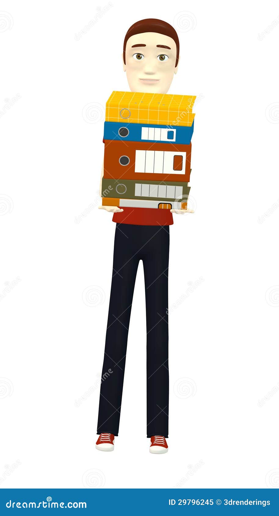 Cartoon Boy with Office Files Stock Illustration - Illustration of file ...