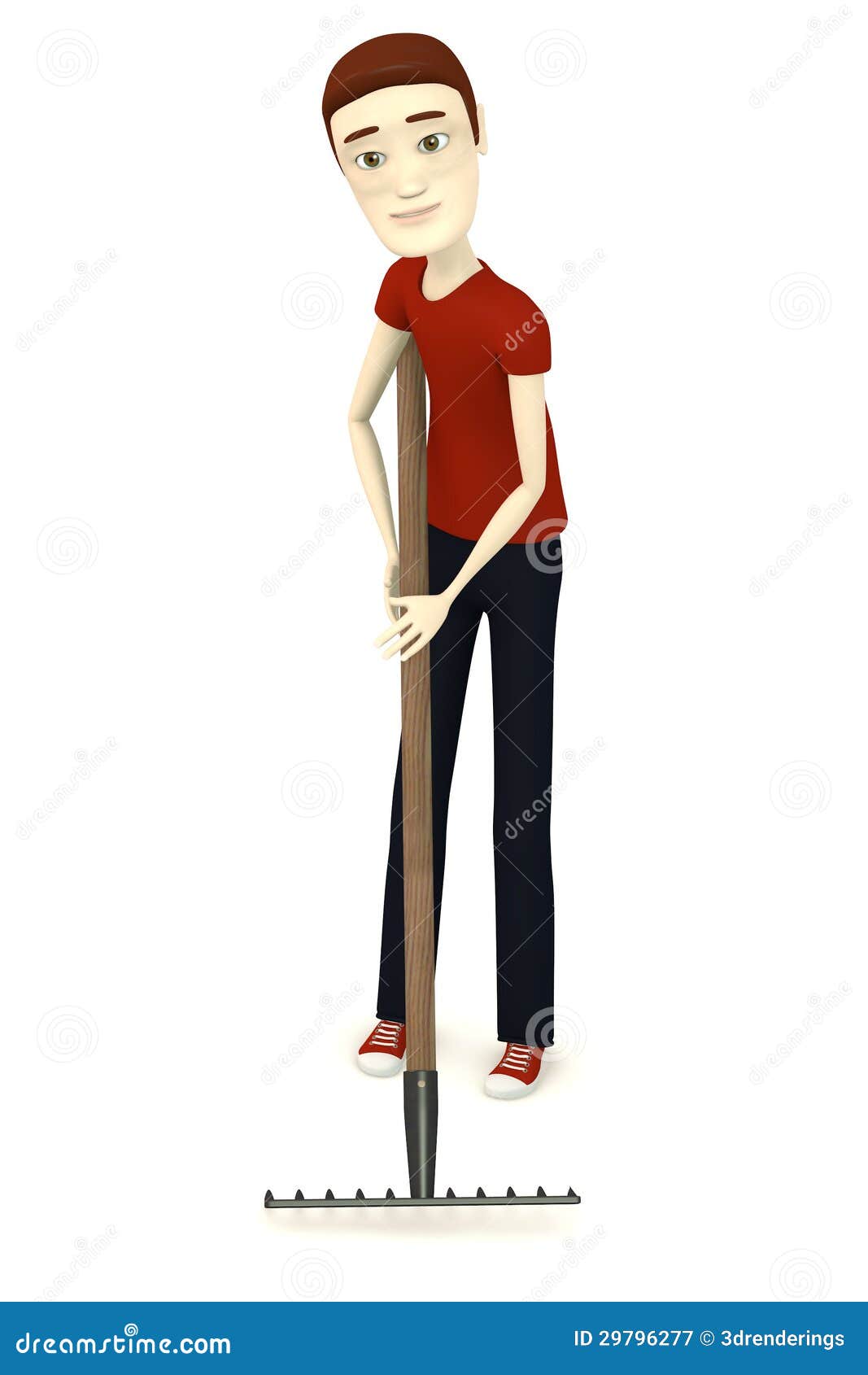 Cartoon Boy with Rake on Garden Stock Illustration - Illustration of ...