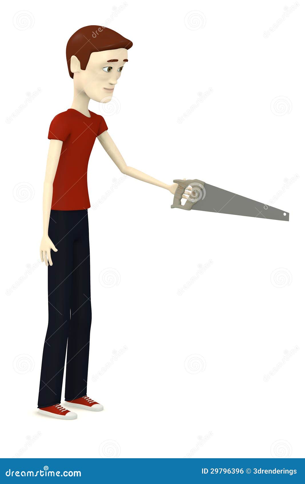 Cartoon boy with saw stock illustration. Illustration of equipment ...