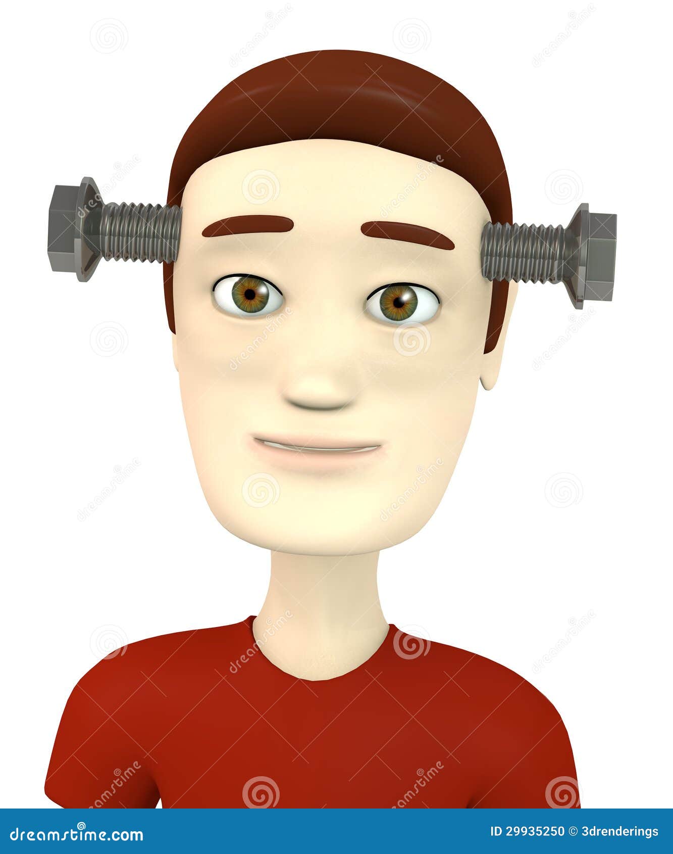 Cartoon Boy with Screws in Head Stock Illustration - Illustration of ...