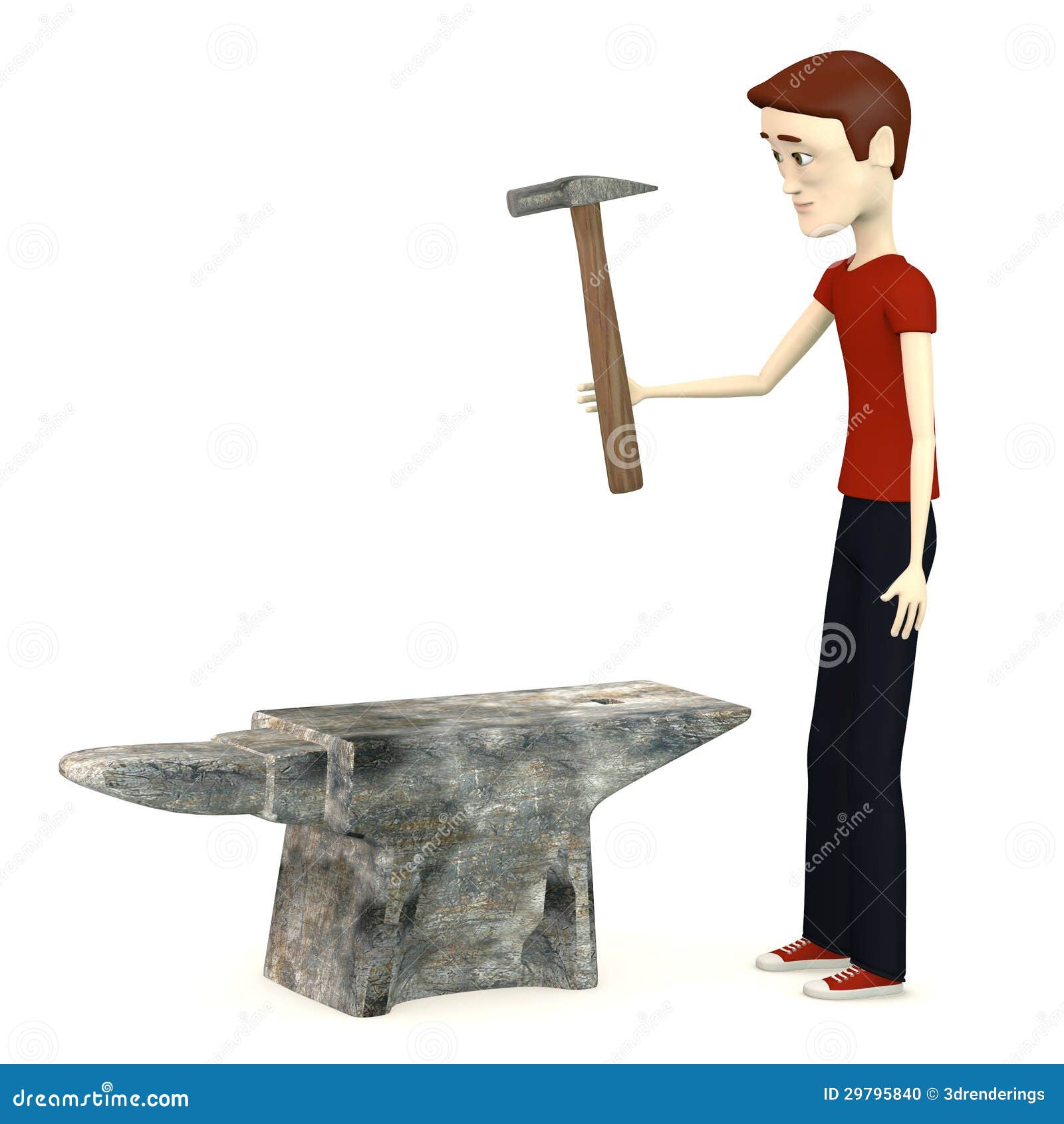 Cartoon Boywith Anvil and Hammer Stock Illustration - Illustration of ...