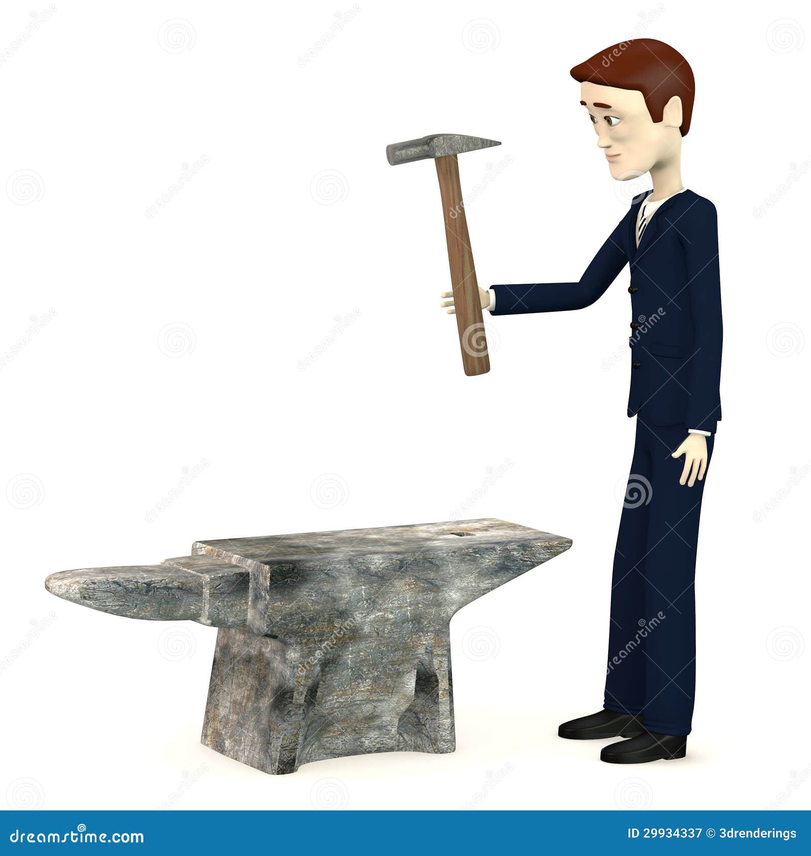 Businessman with Anvil and Hammer Stock Illustration - Illustration of ...