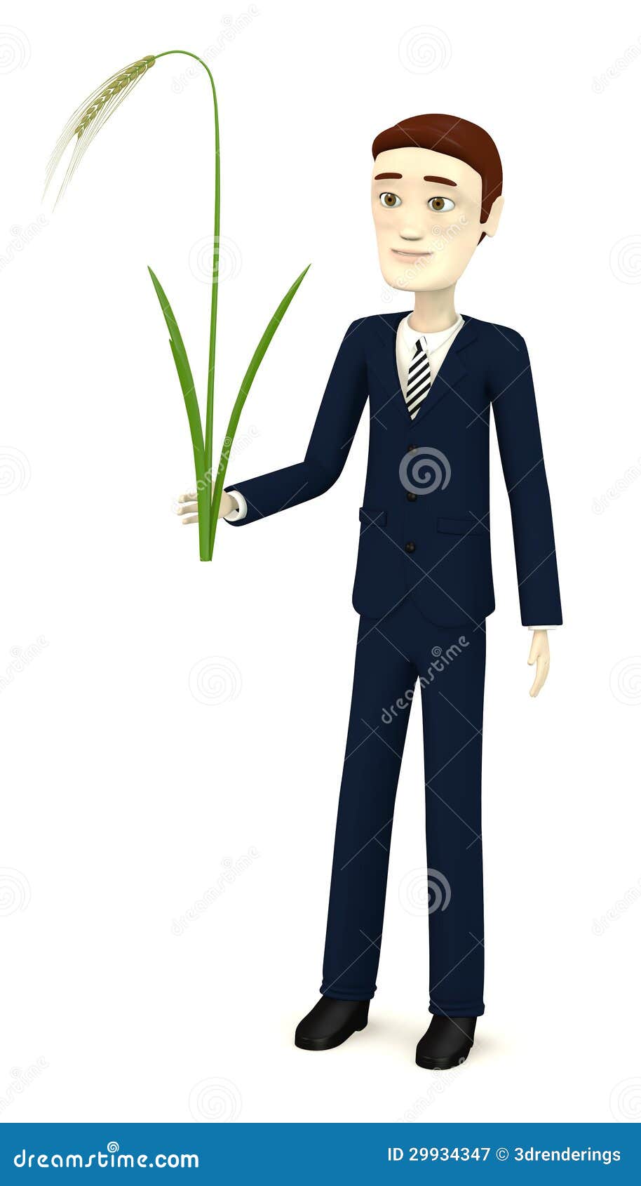 Cartoon Businessman with Barley Stalk Stock Illustration - Illustration ...