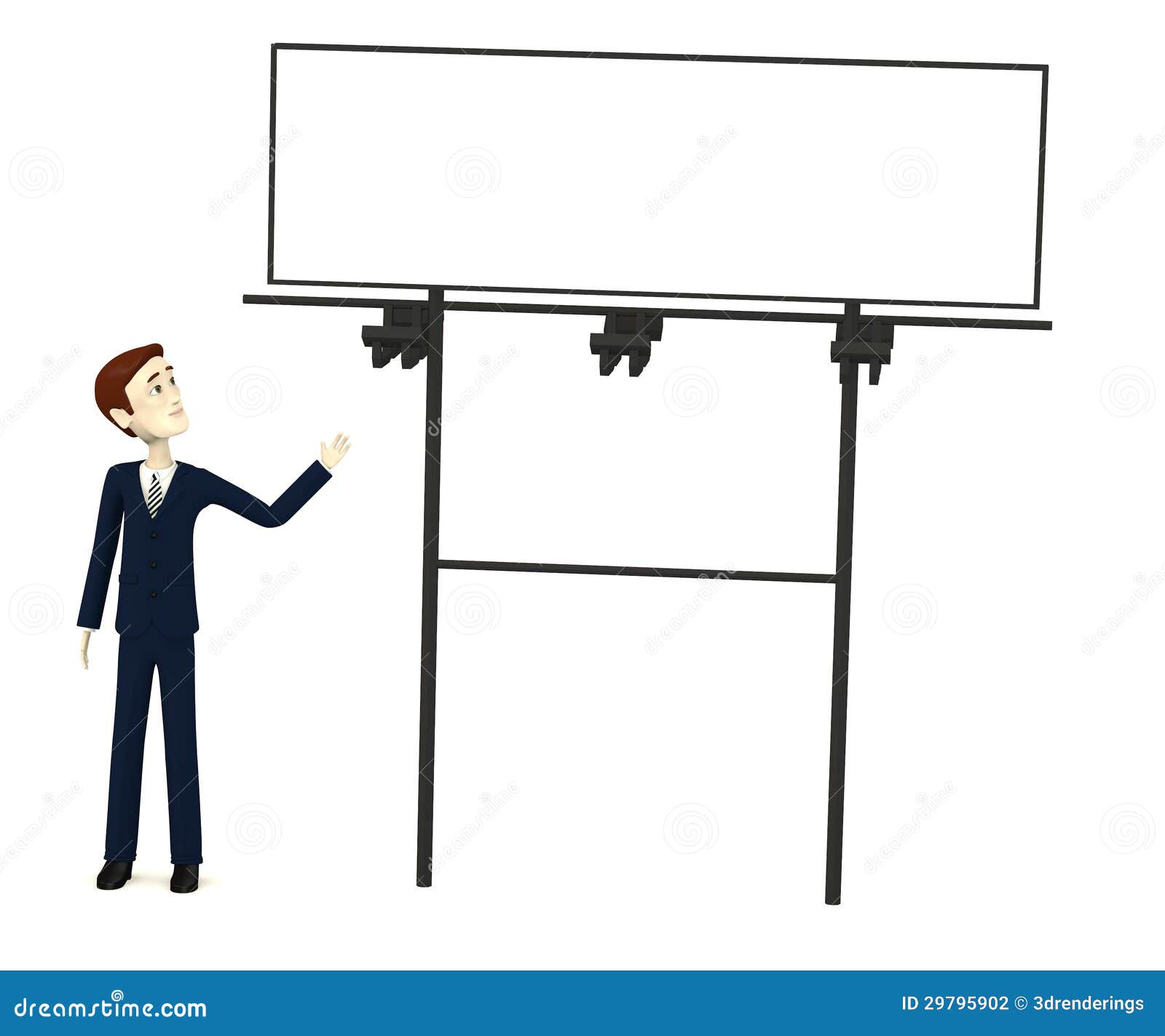 Cartoon Businessman with Billboard Stock Illustration - Illustration of ...