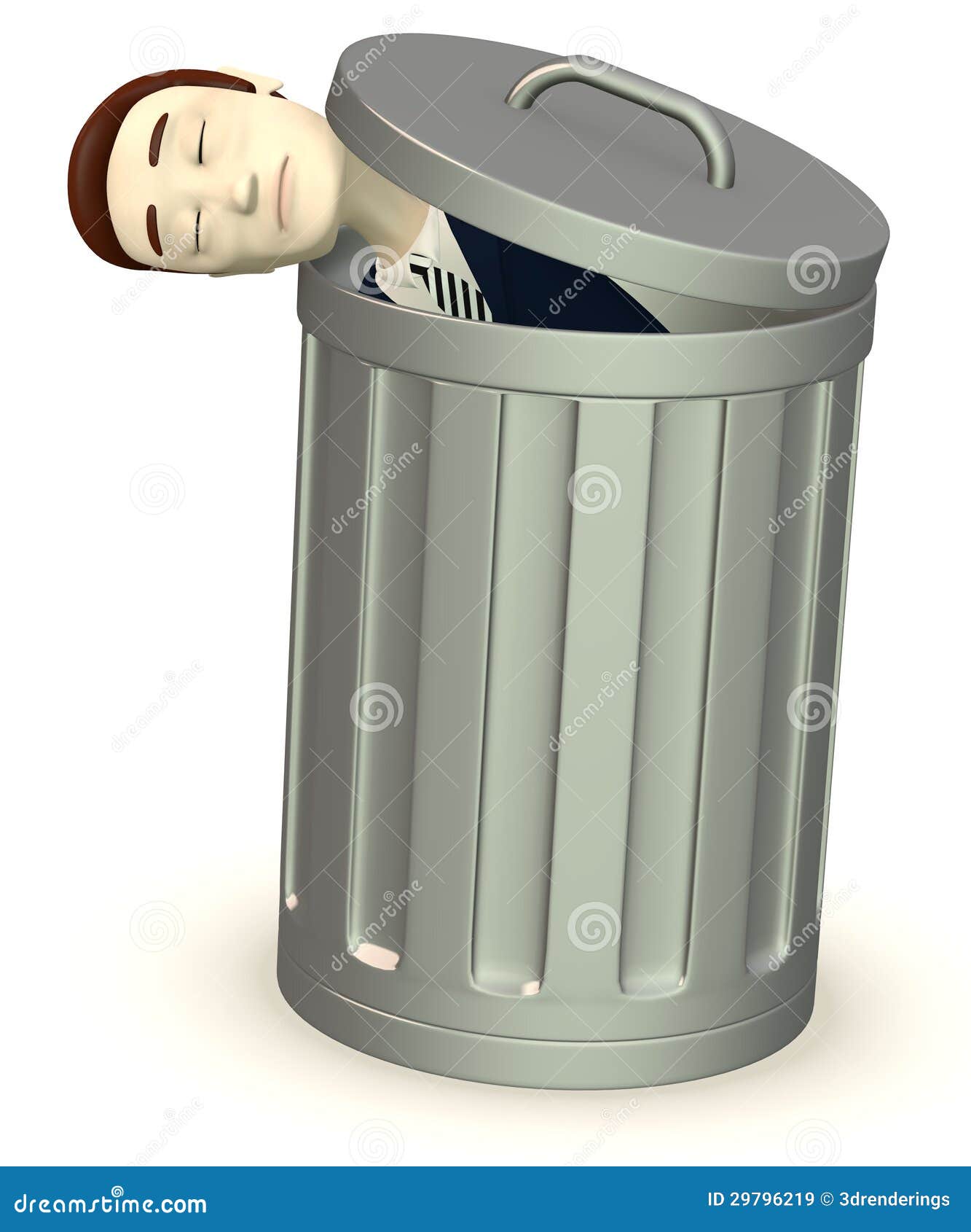 Cartoon businessman in bin stock illustration. Illustration of trash ...