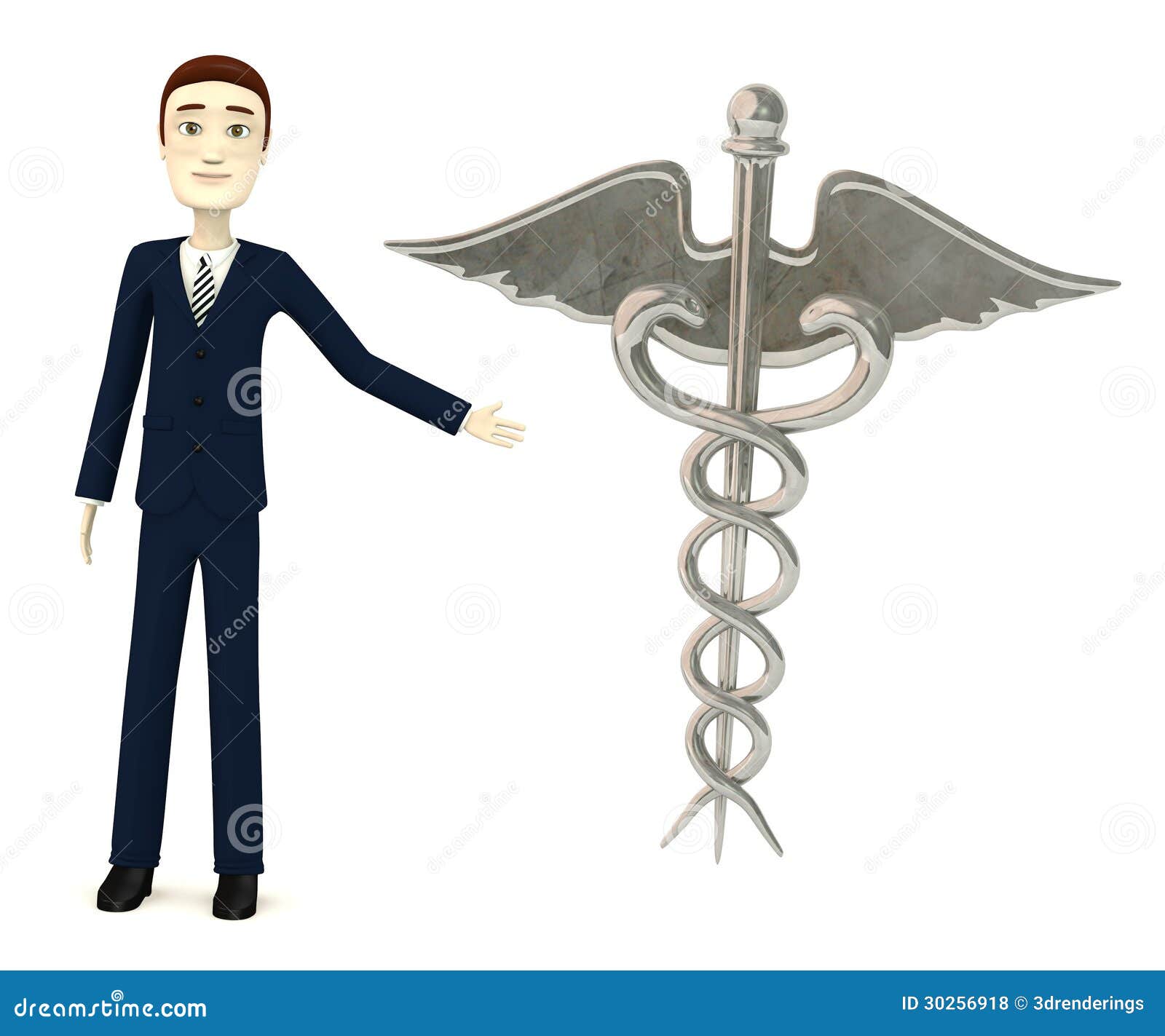 Cartoon Businessman with Caduceus Stock Illustration - Illustration of ...