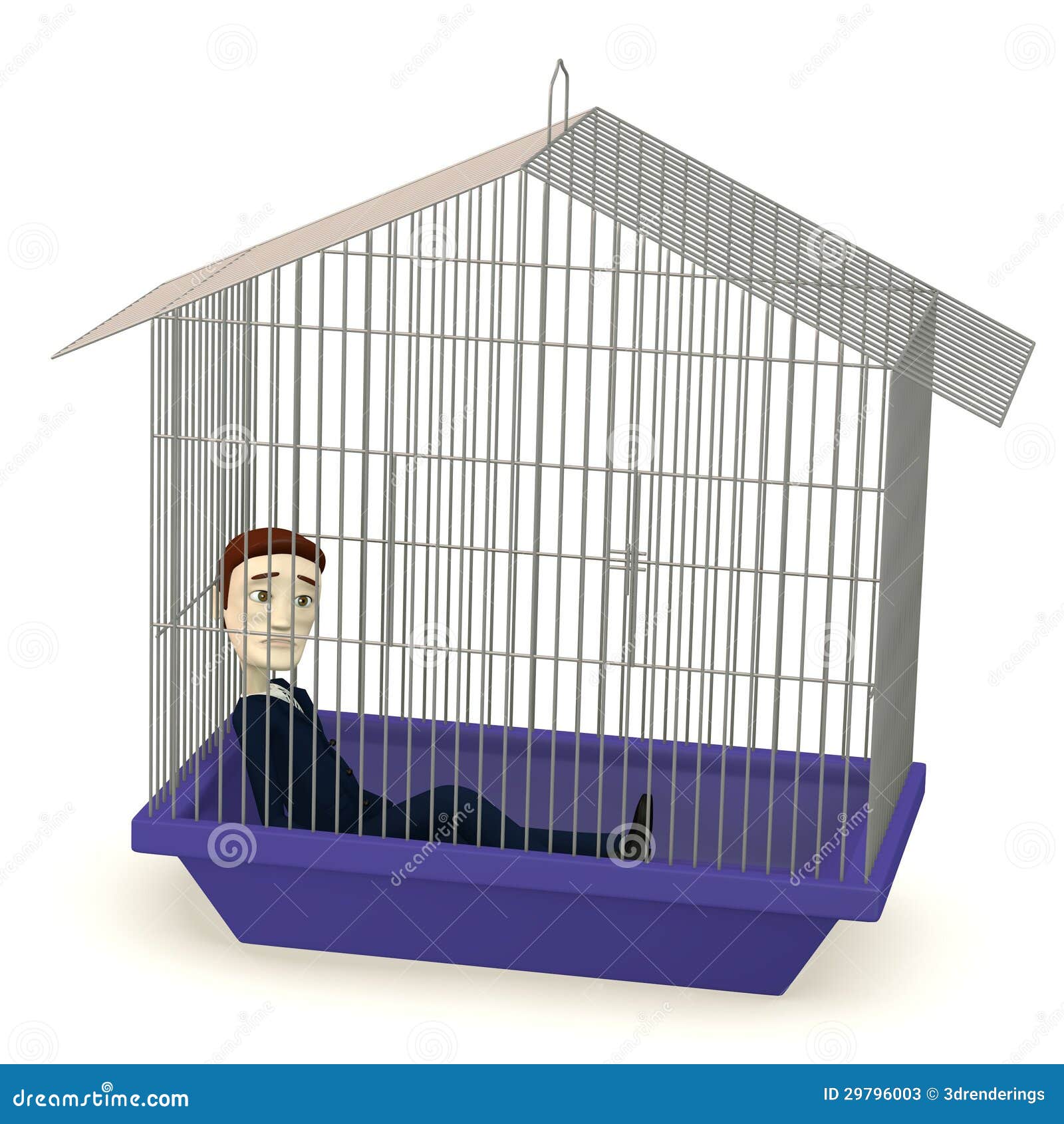 Cartoon Businessman in Cage Stock Illustration - Illustration of young ...