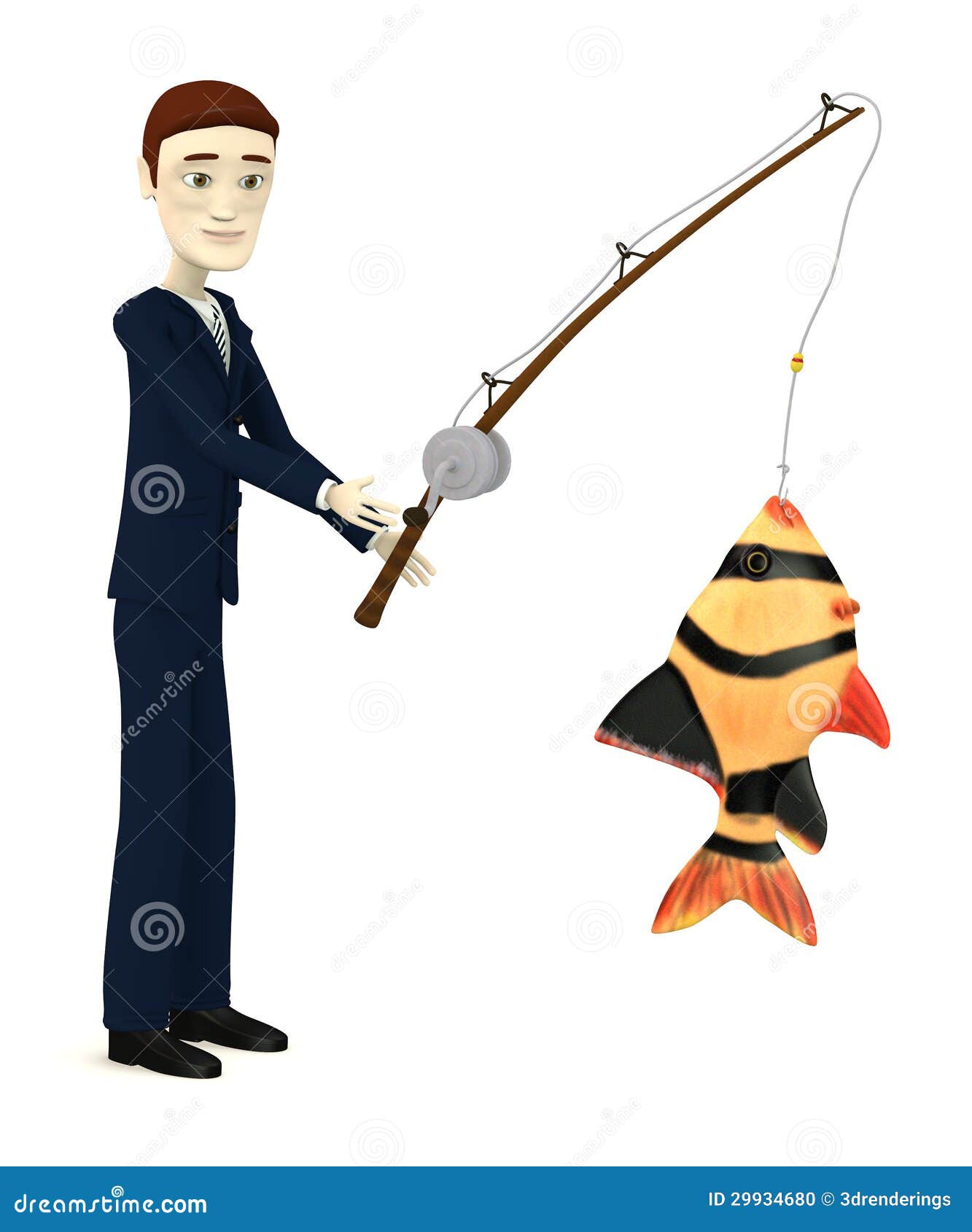 Cartoon Businessman with Fish Stock Illustration - Illustration of toon ...