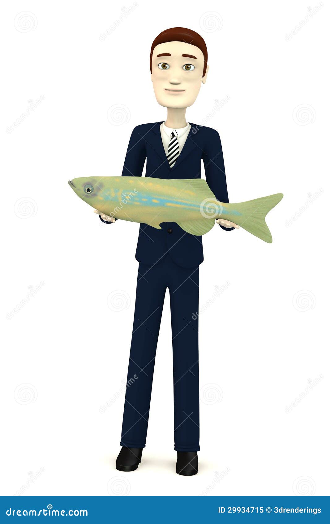 Cartoon Businessman with Fish Stock Illustration - Illustration of ...