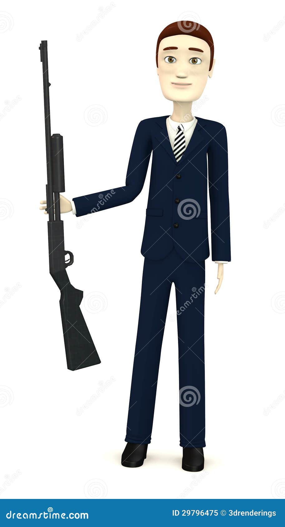 Cartoon Businessman with Gun Stock Illustration - Illustration of world ...