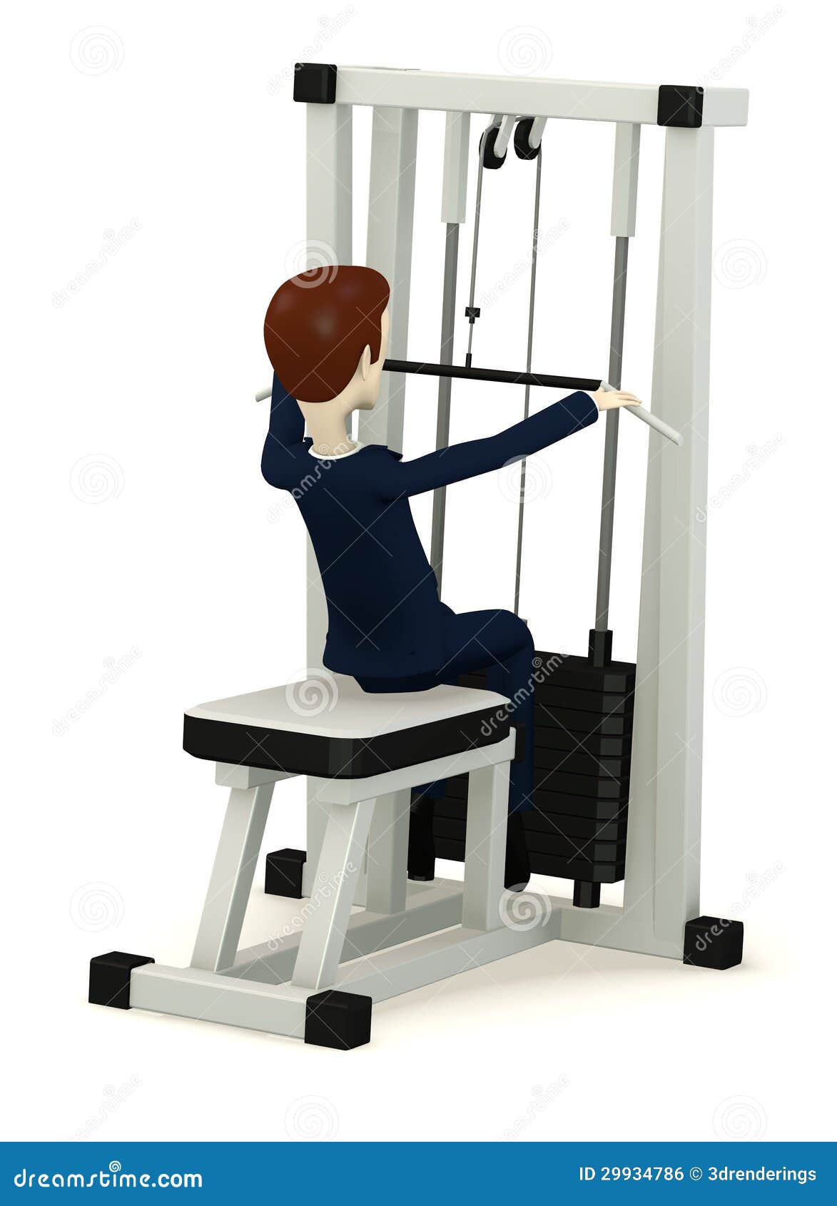 Cartoon Businessman with Gym Machine Stock Illustration - Illustration ...